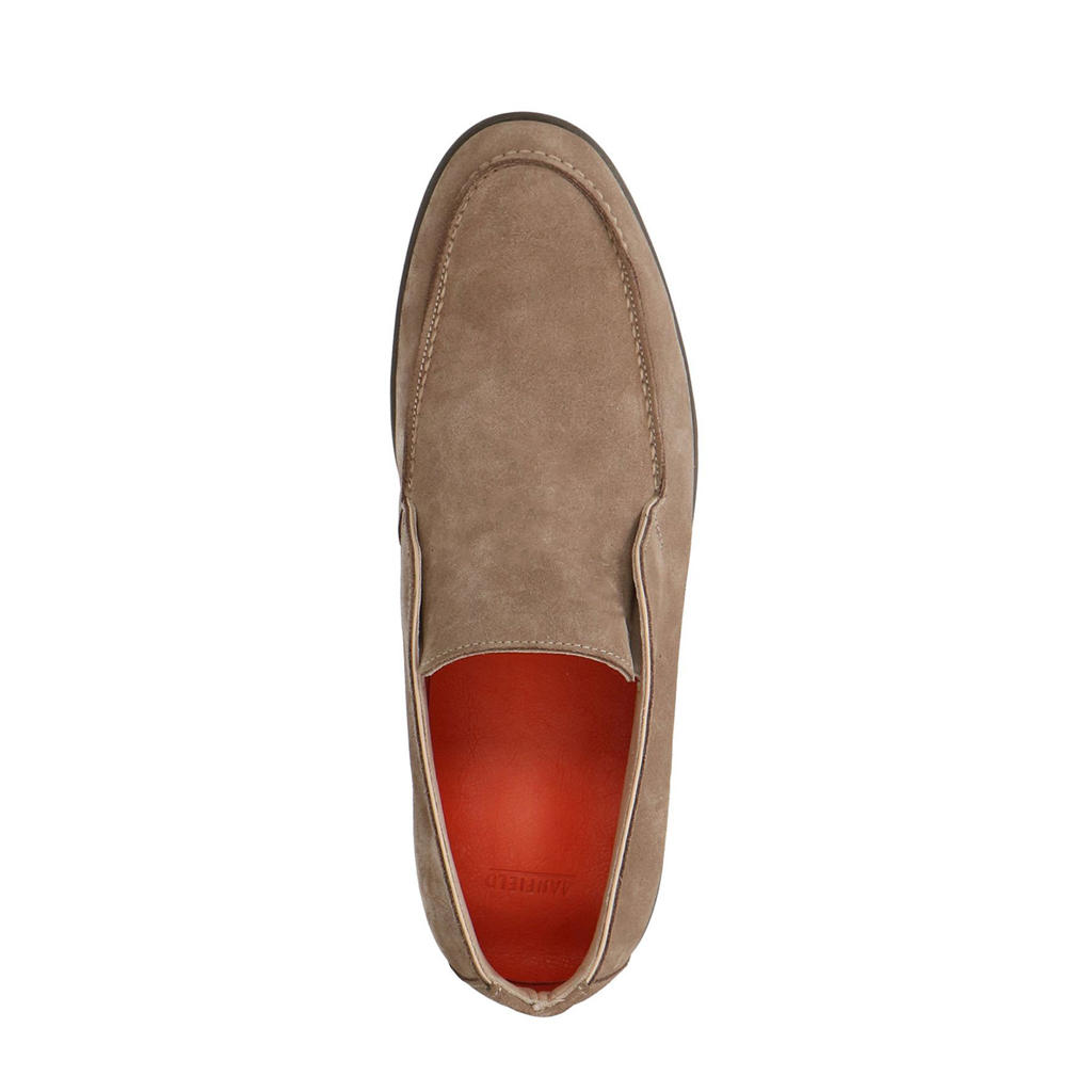 Manfield suède hoge loafers taupe | wehkamp
