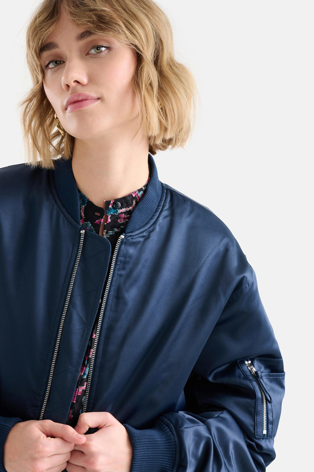 Shoeby bomberjack SATIN BOMBE donkerblauw | wehkamp