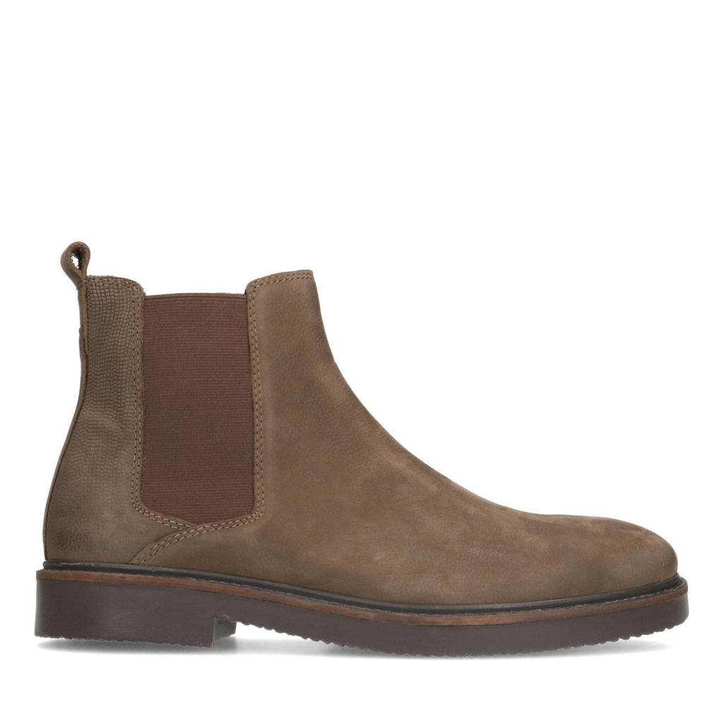 Manfield leren chelsea boots taupe | wehkamp