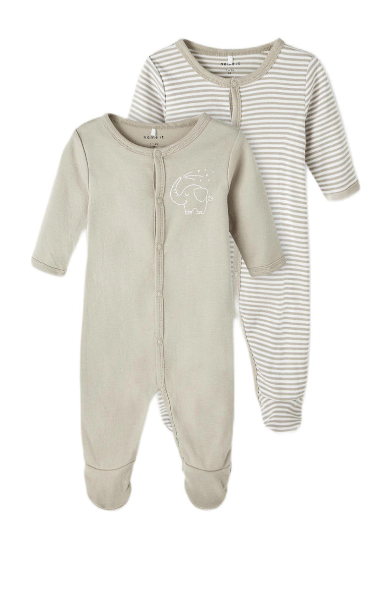 NAME IT BABY baby pyjama NBNNIGHTSUIT - set van 2 met streepdessin ...