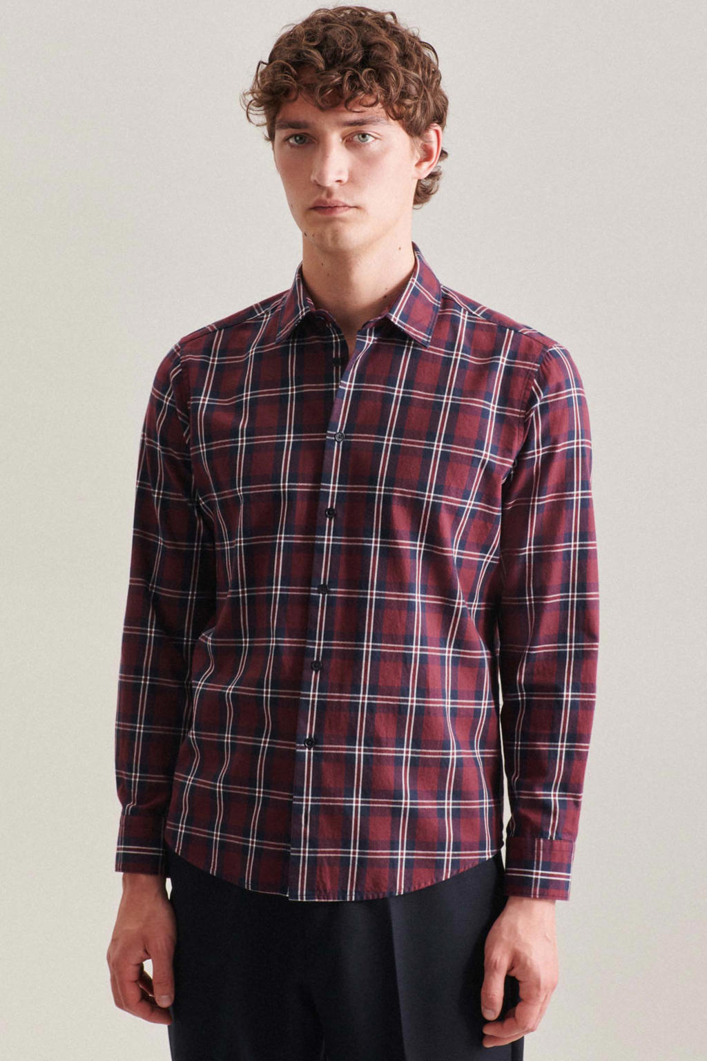 Seidensticker geruit regular fit overhemd rood | wehkamp
