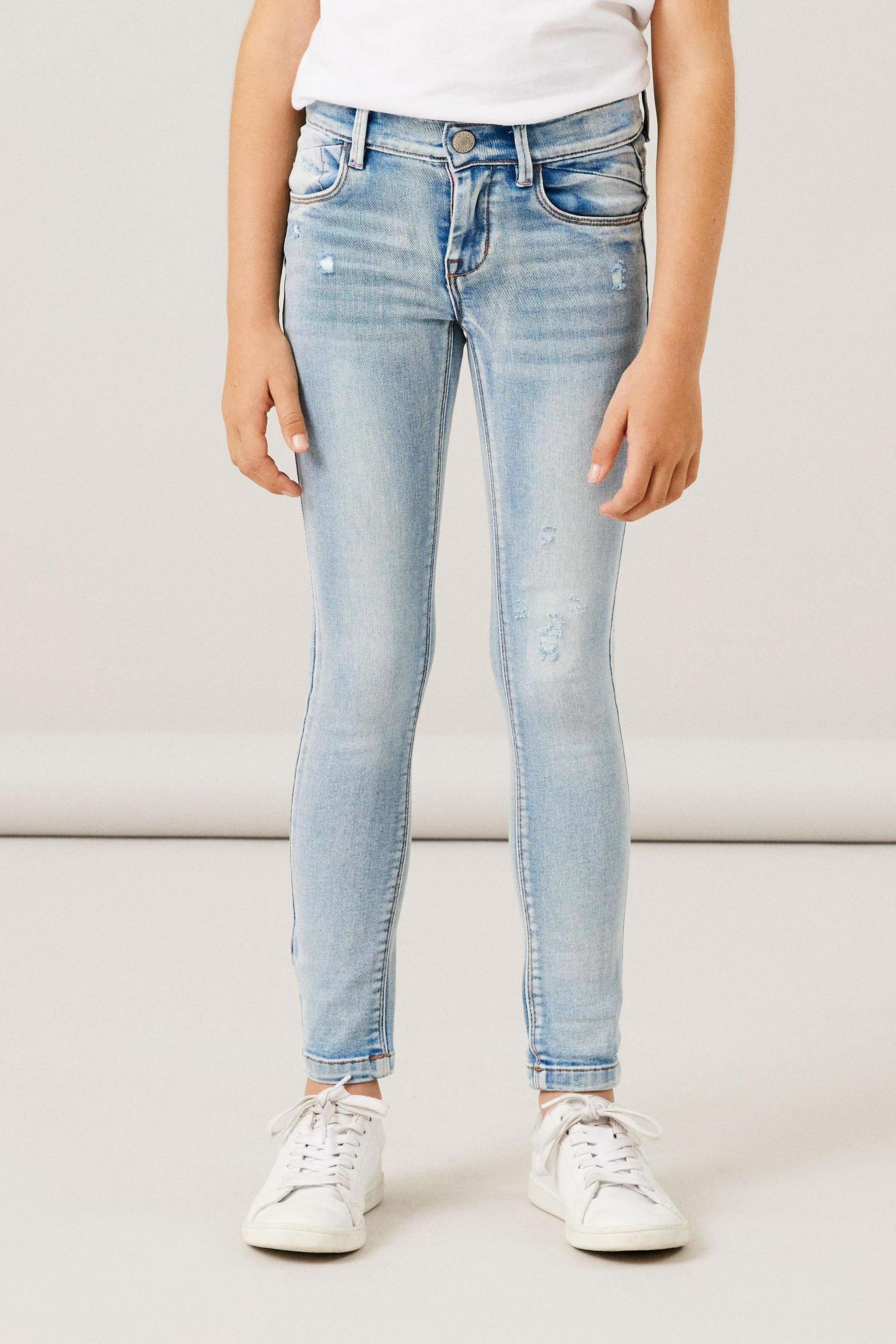 NAME IT KIDS skinny jeans NKFPOLLY light blue denim | wehkamp