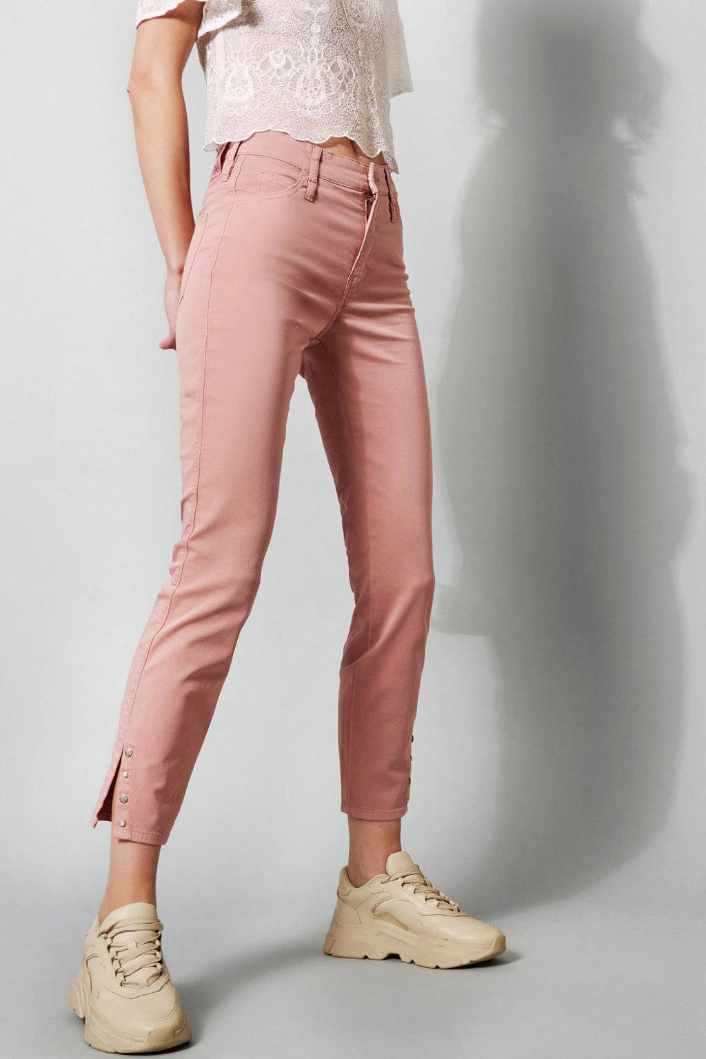 ROSNER cropped high waist skinny broek Audrey met studs oudroze | wehkamp
