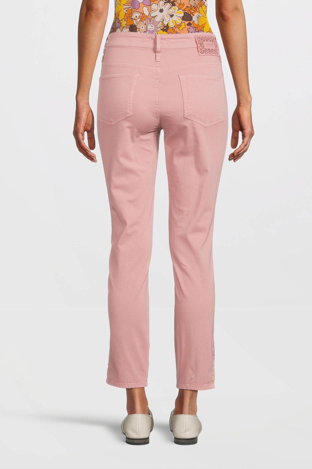 ROSNER cropped high waist skinny broek Audrey met studs oudroze | wehkamp