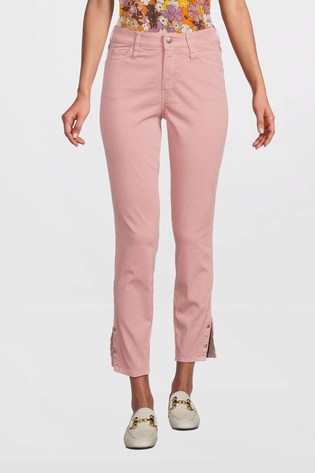 ROSNER cropped high waist skinny broek Audrey met studs oudroze | wehkamp