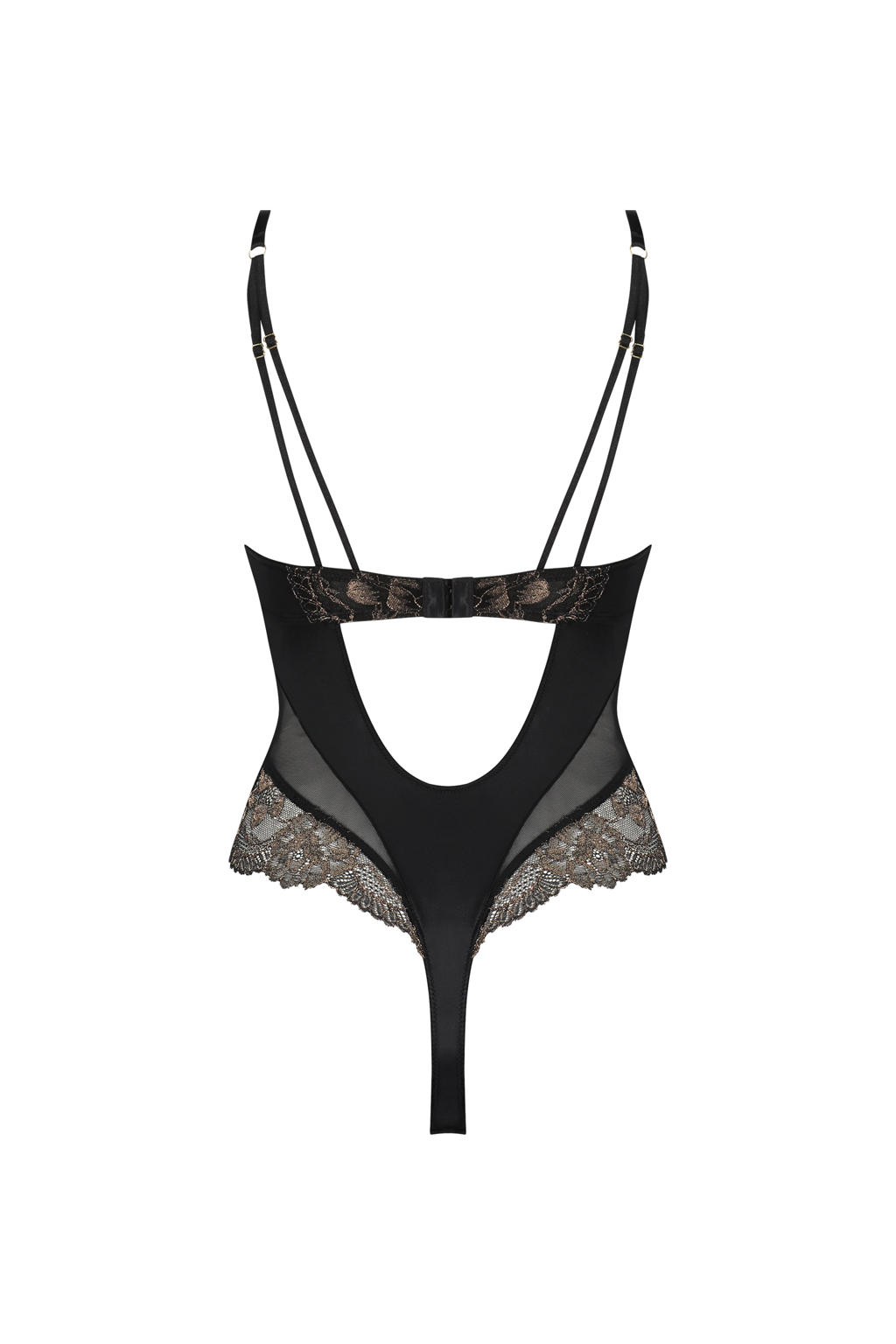 Hunkemöller stringbody met beugel Lexi met lurex zwart/goud | wehkamp
