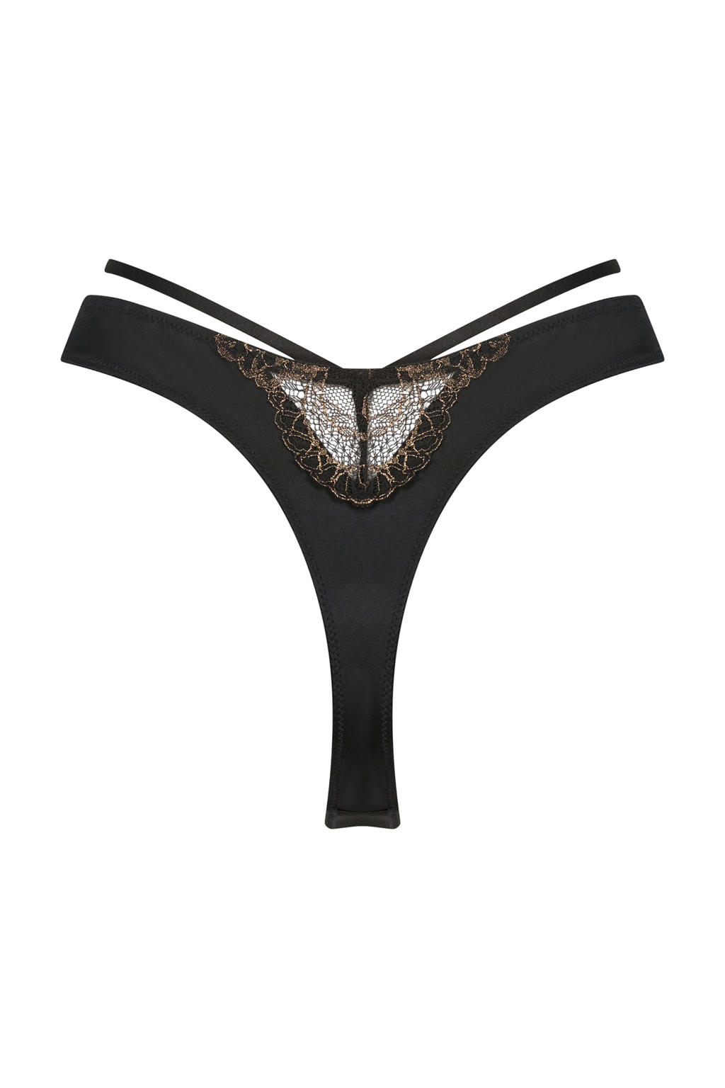 Hunkemöller high leg string Lexi met lurex zwart/goud | wehkamp