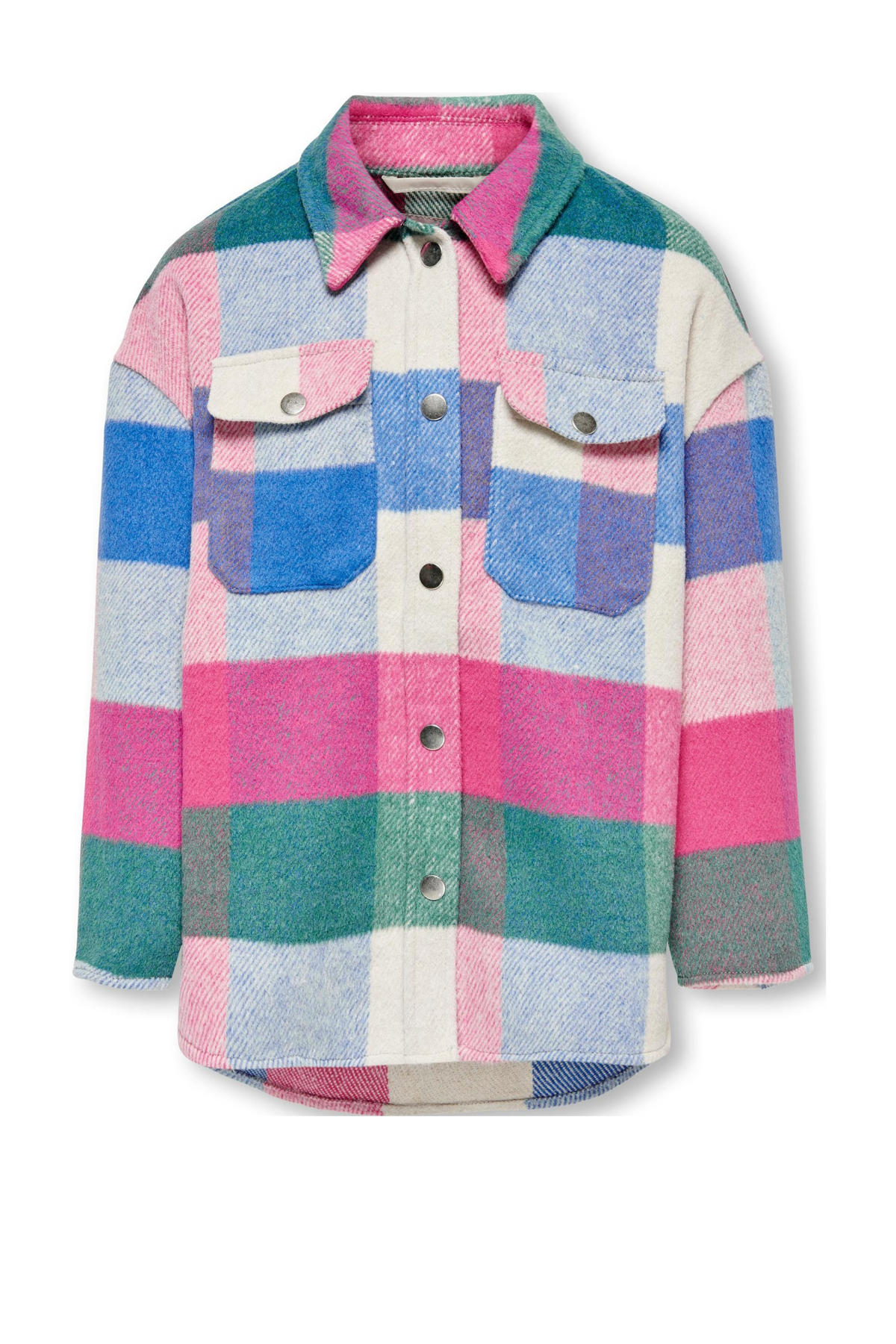 KIDS ONLY GIRL geruite flanellen shacket tussenjas KOGMACI fuchsia ...