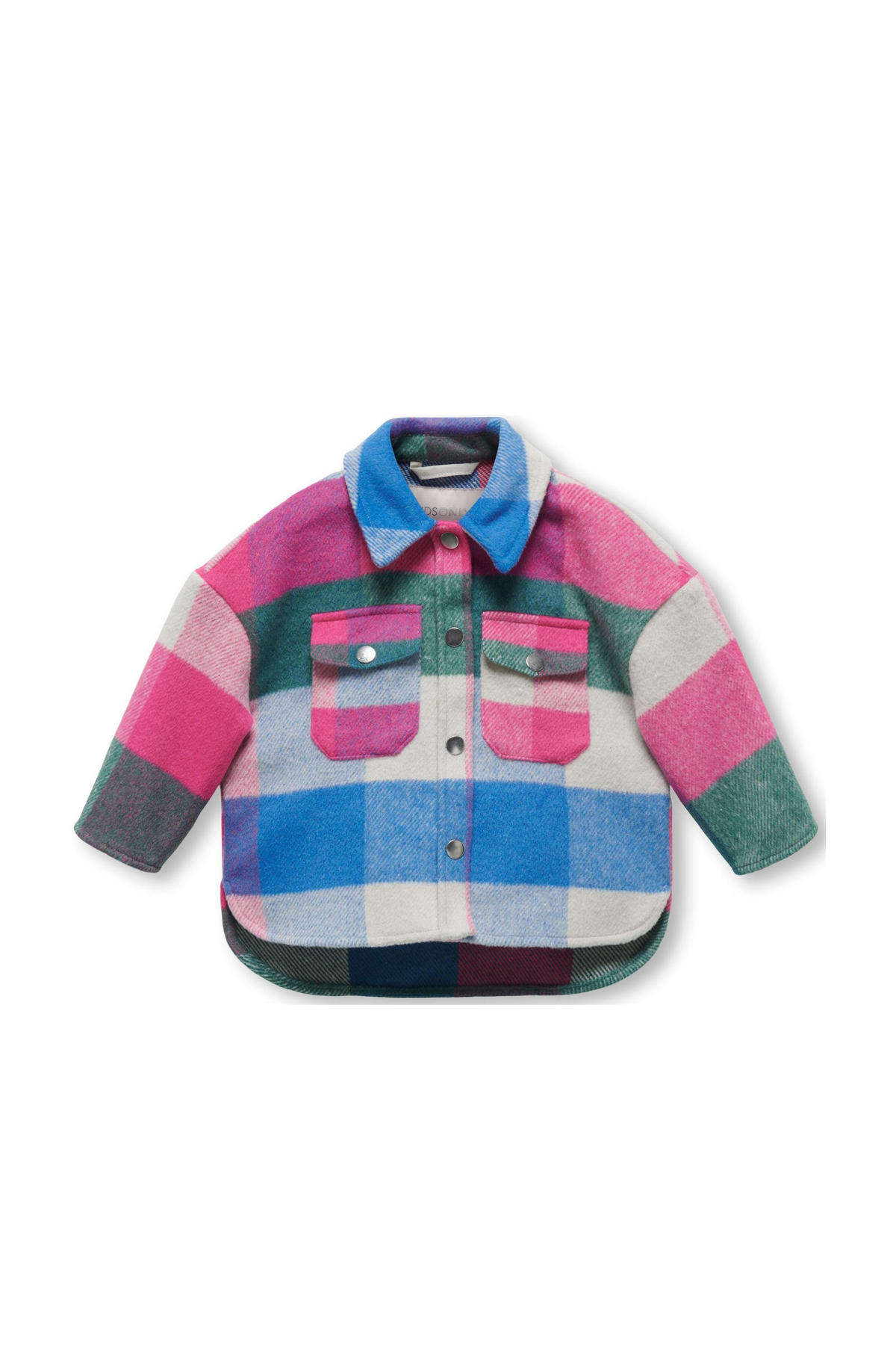 KIDS ONLY MINI geruite shacket tussenjas KMGMACI fuchsia/multicolor ...