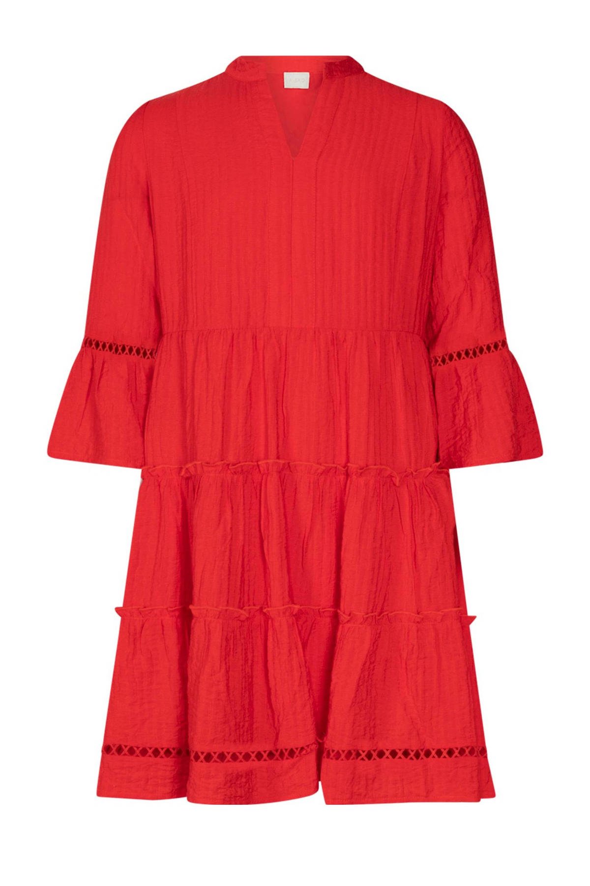 AI&KO A-lijn jurk Kampur met ruches rood | wehkamp