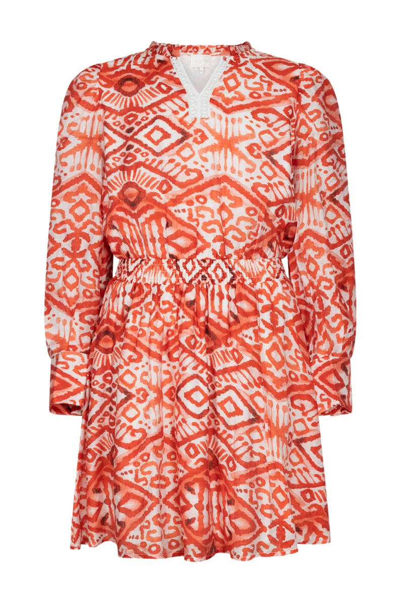 AI&KO A-lijn jurk Angela met all over print en volant rood | wehkamp