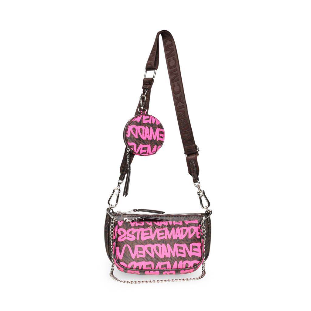 Steve Madden crossbody tas Burgentg met all-over print bruin/fuchsia ...