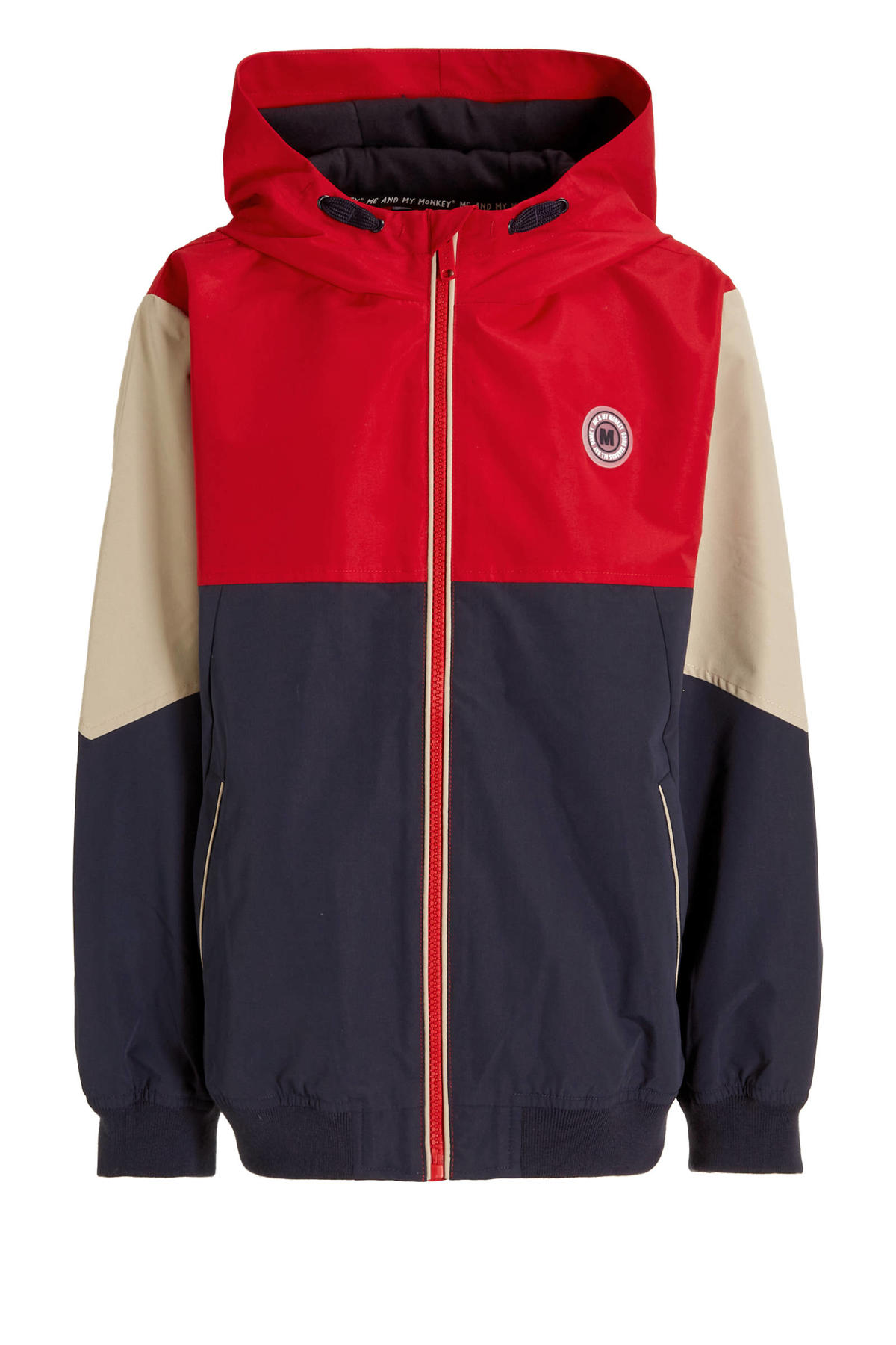 Me & My Monkey jas Max zand/donkerblauw/rood | wehkamp
