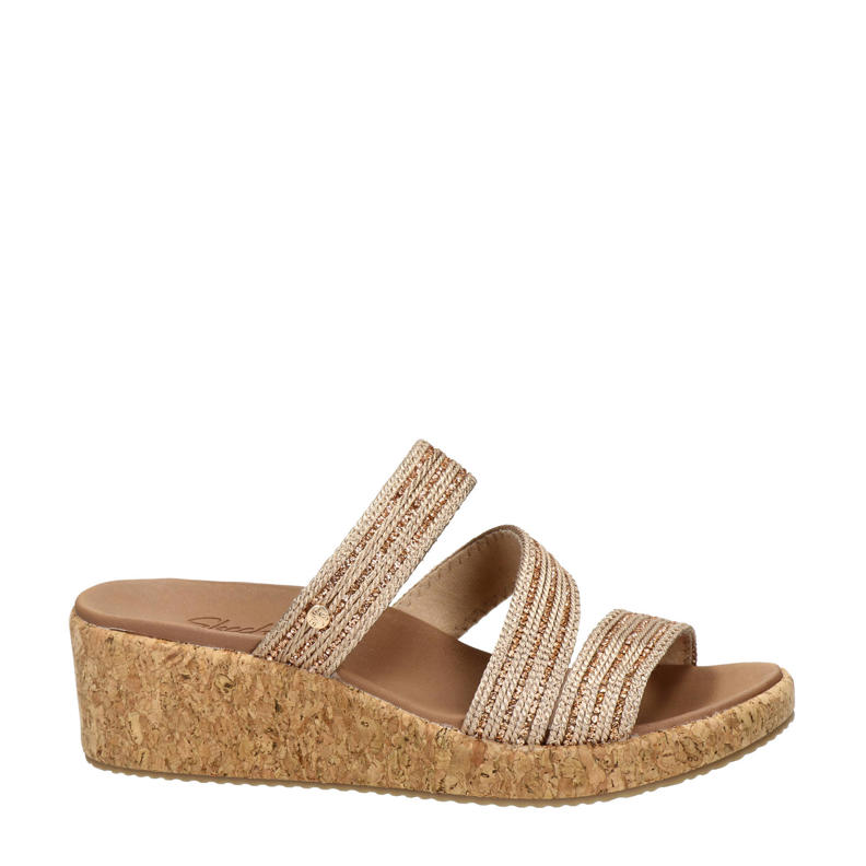 Skechers Beverly slippers met strass rose/goud | wehkamp