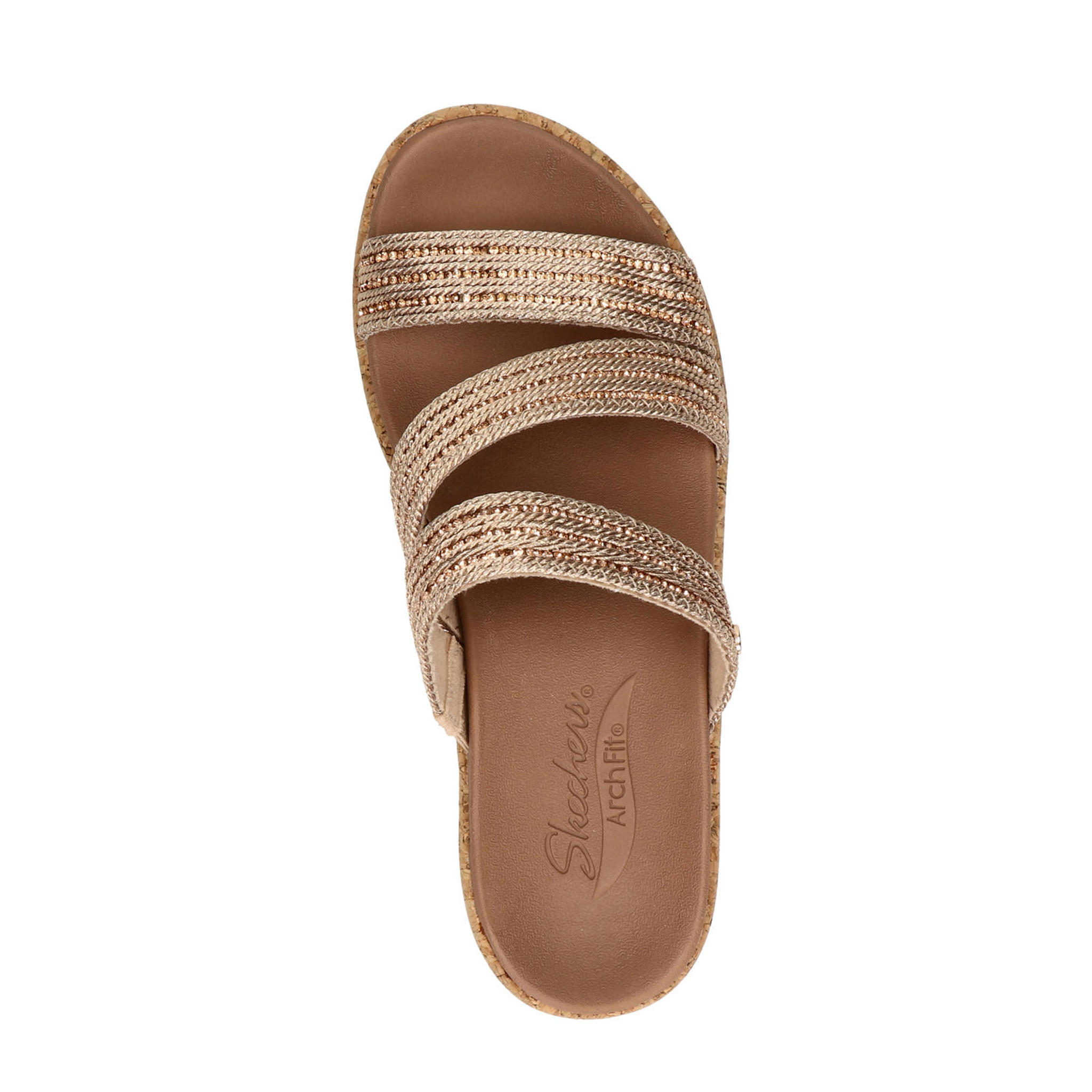 Skechers Beverly slippers met strass rose/goud | wehkamp