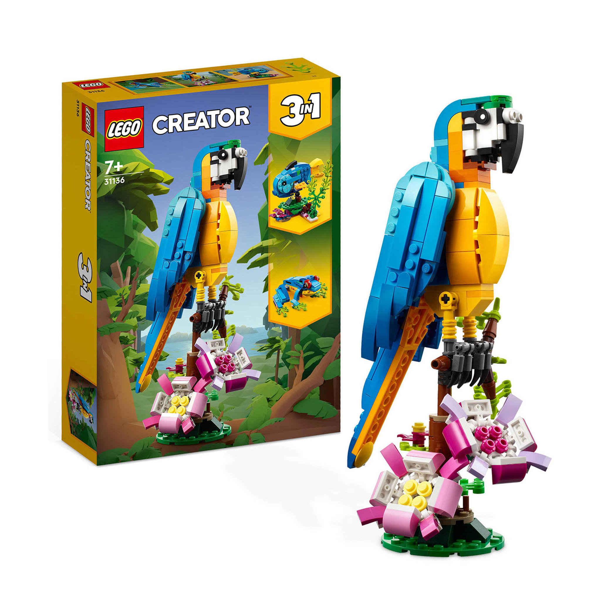 LEGO Creator 3-in-1 Exotische Papegaai - Kikker - Vis Dieren Speelgoed ...