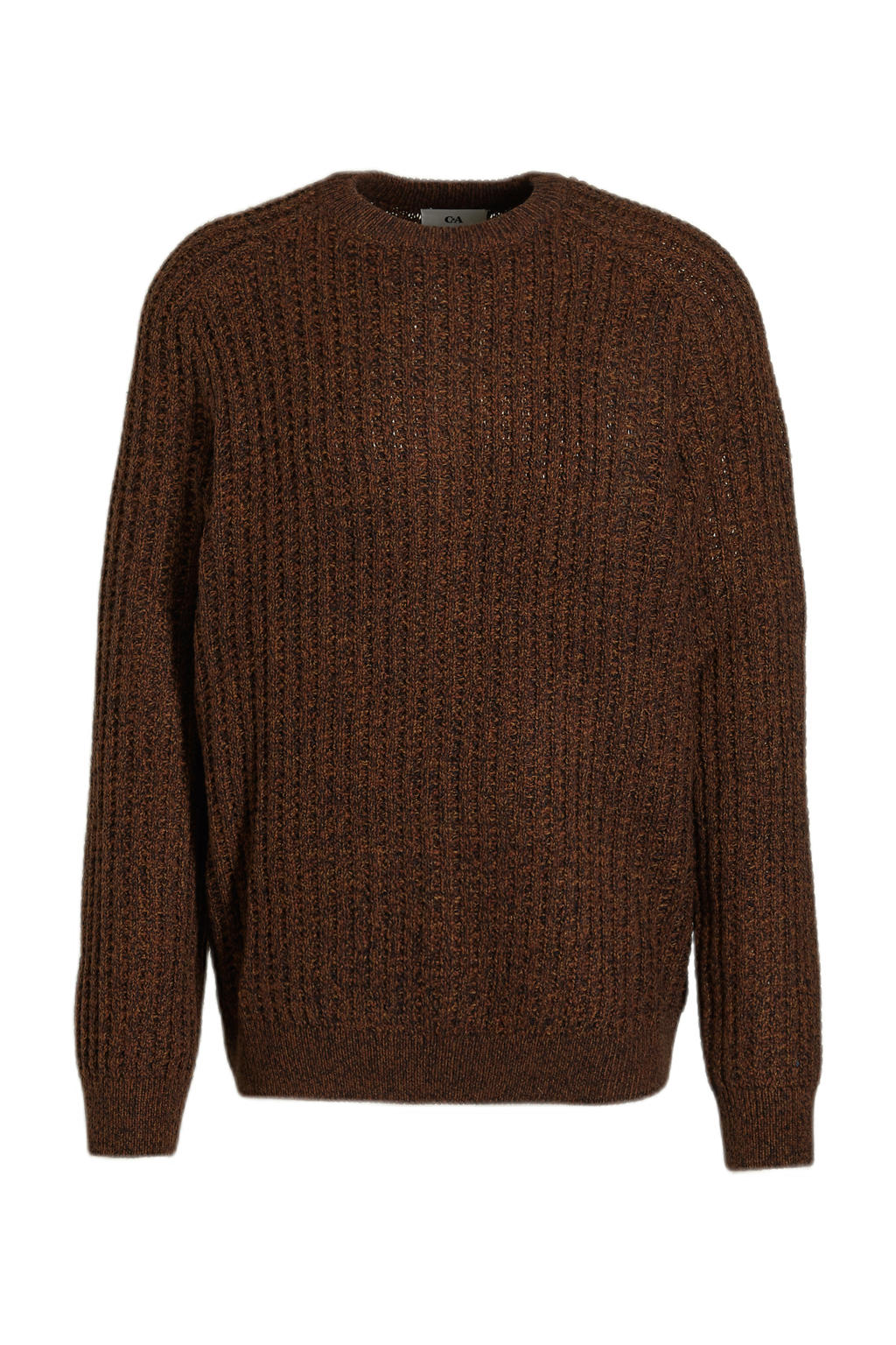C&A gemêleerde grofgebreide trui met wol bruin | wehkamp