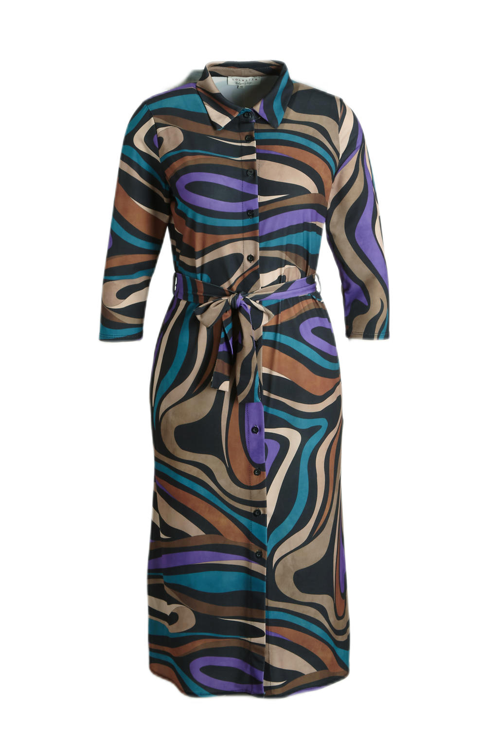 LOLALIZA blousejurk met all over print en ceintuur multi | wehkamp