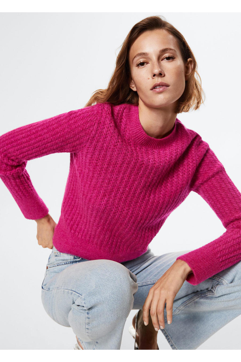 Mango kabeltrui fuchsia kopen? | Morgen in huis | wehkamp