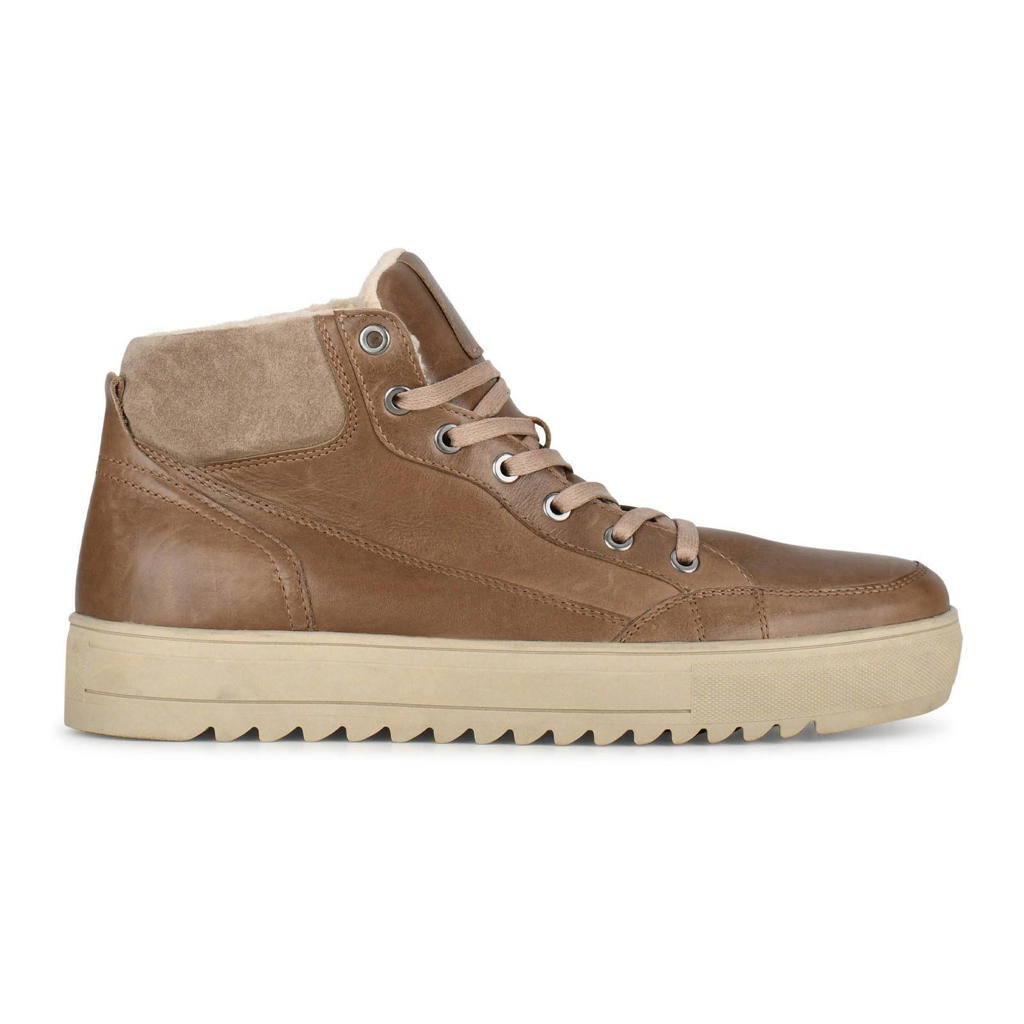 PS Poelman Mike leren veterboots taupe | wehkamp