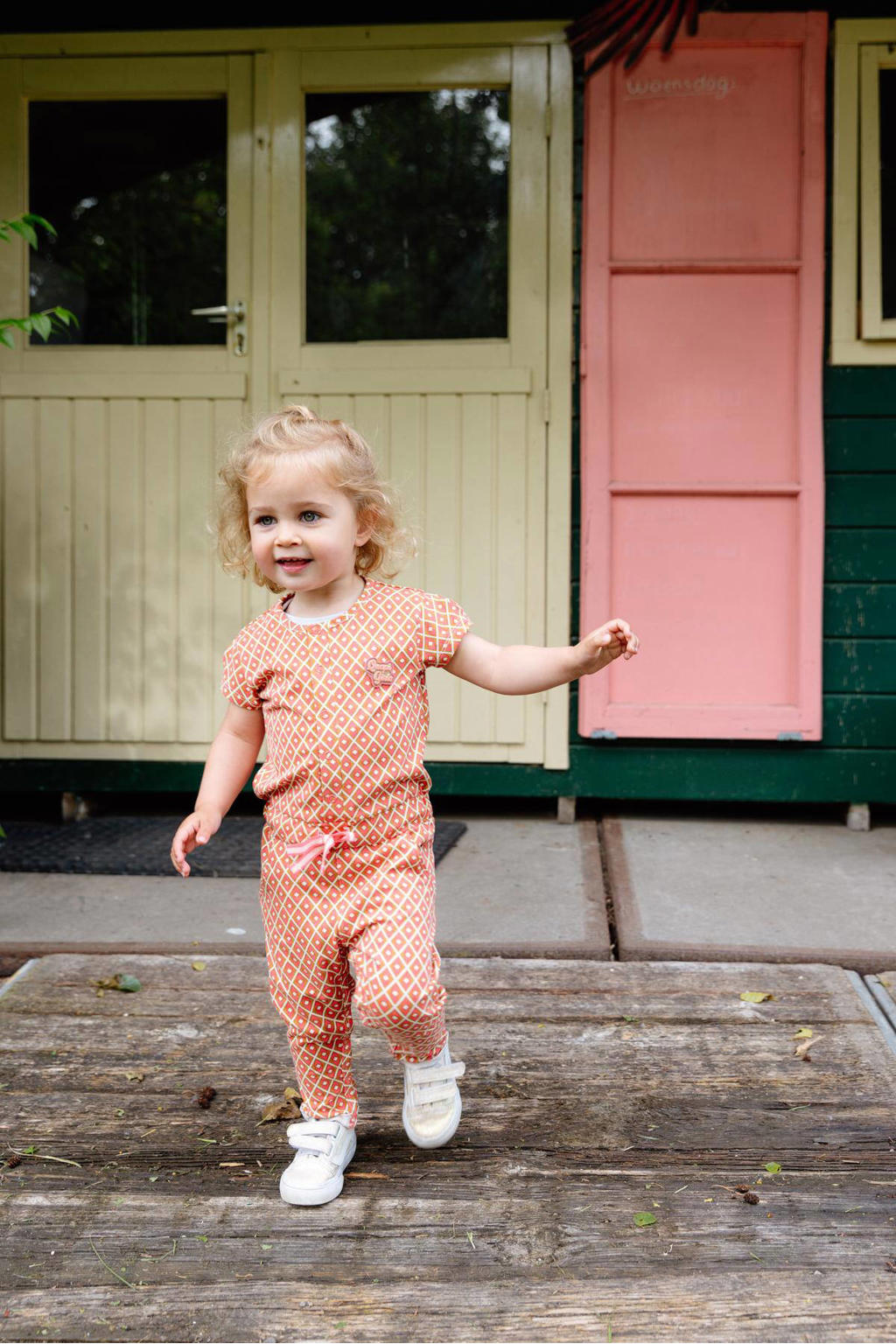 Quapi jumpsuit met all over print roze/beige | wehkamp