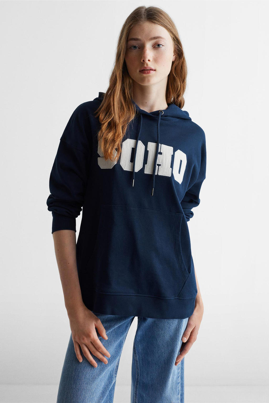 Mango Kids hoodie met tekst marine | wehkamp