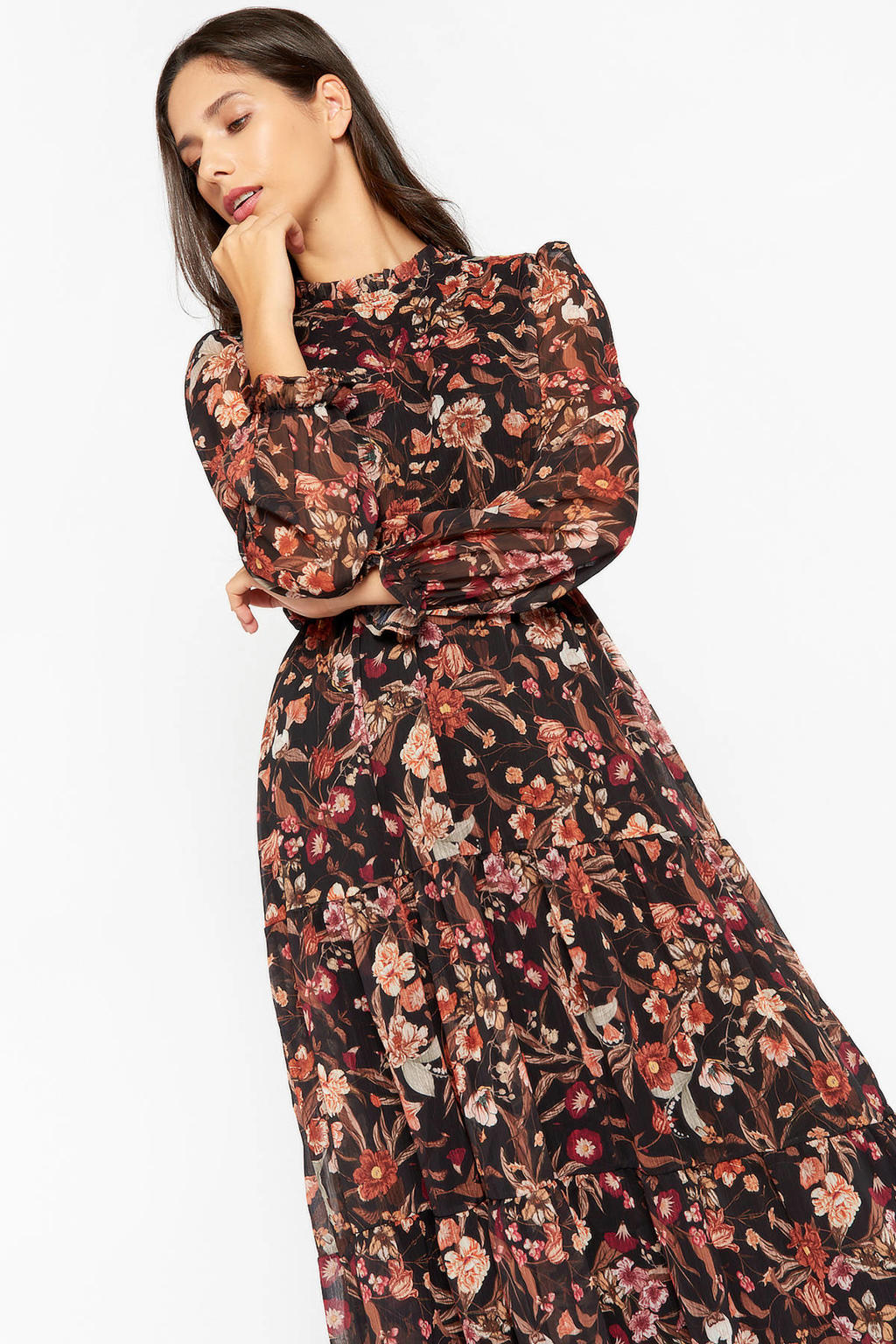 LOLALIZA maxi jurk met all over print zwart | wehkamp