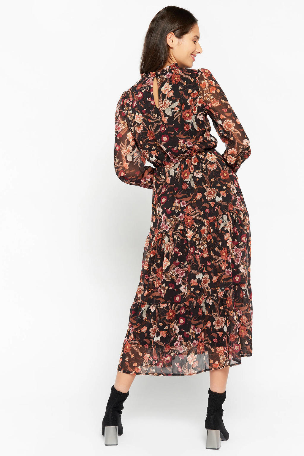 LOLALIZA maxi jurk met all over print zwart | wehkamp