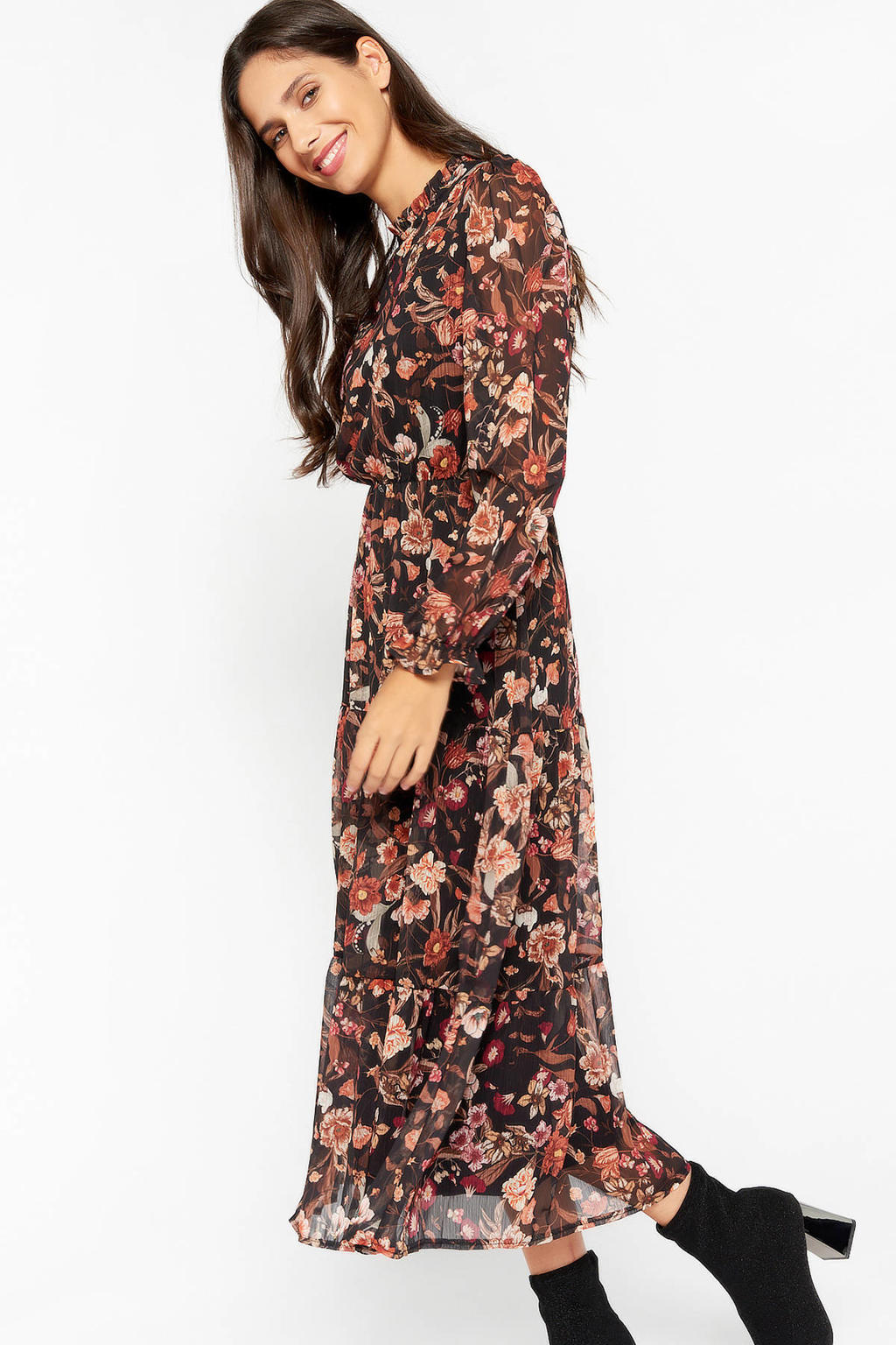 LOLALIZA maxi jurk met all over print zwart | wehkamp
