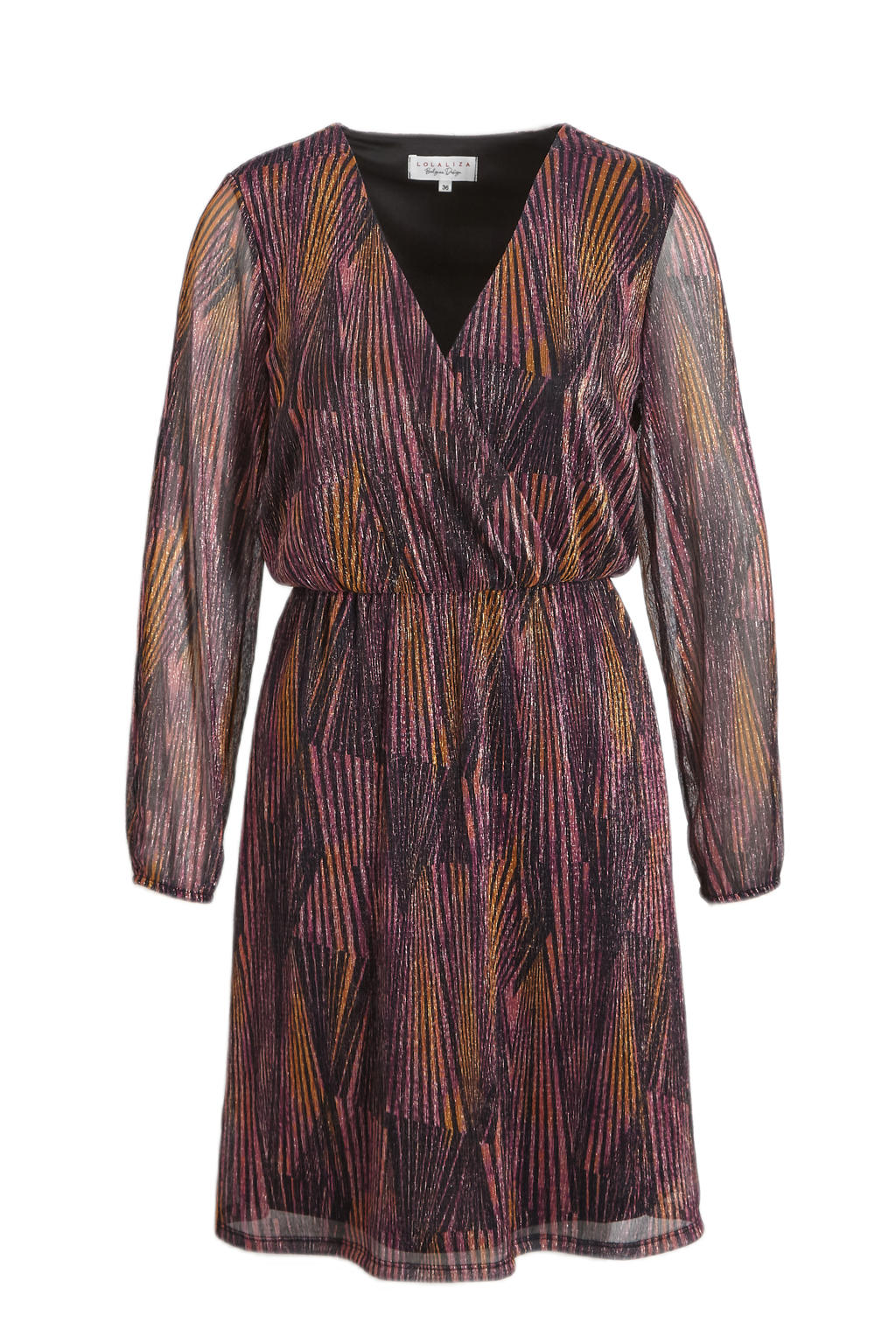 LOLALIZA jurk met all over print en open detail roze/zwrat | wehkamp