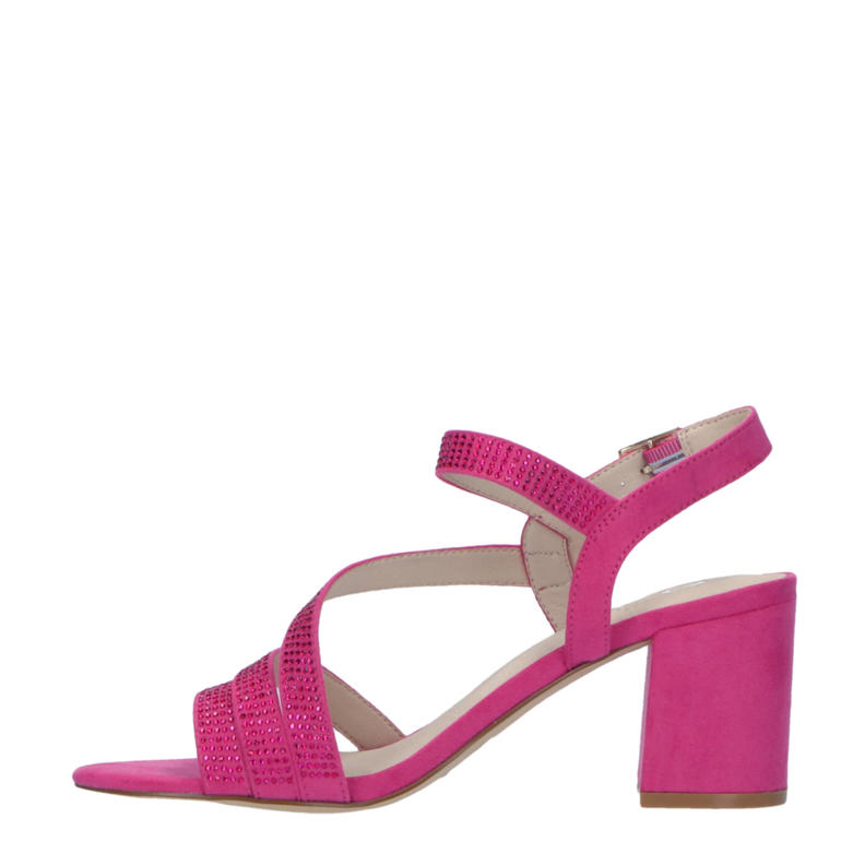 La Strada sandalettes met strass steentjes fuchsia | wehkamp