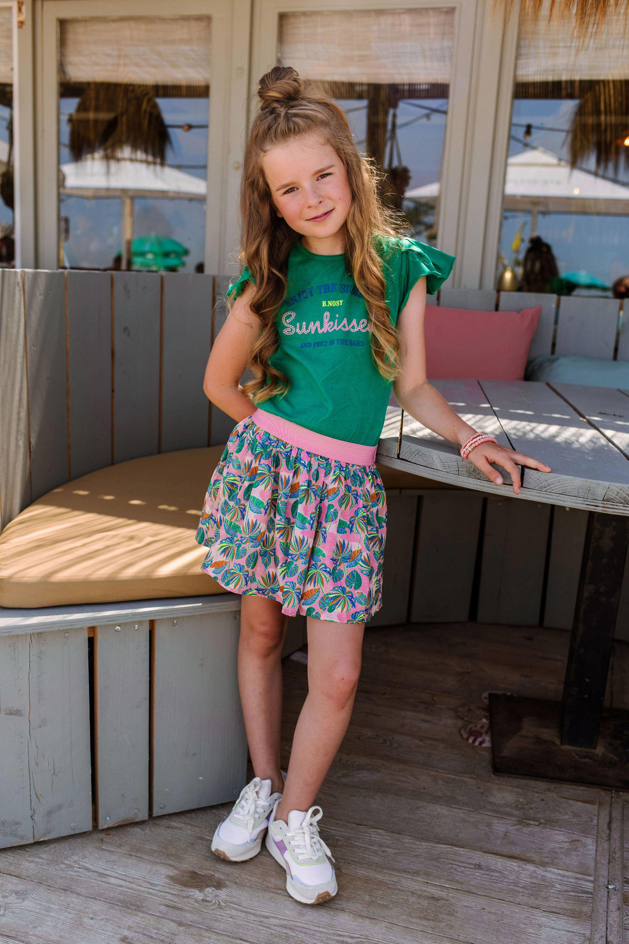 B.Nosy jurk B.Sunkissed met all over print groen/roze | wehkamp