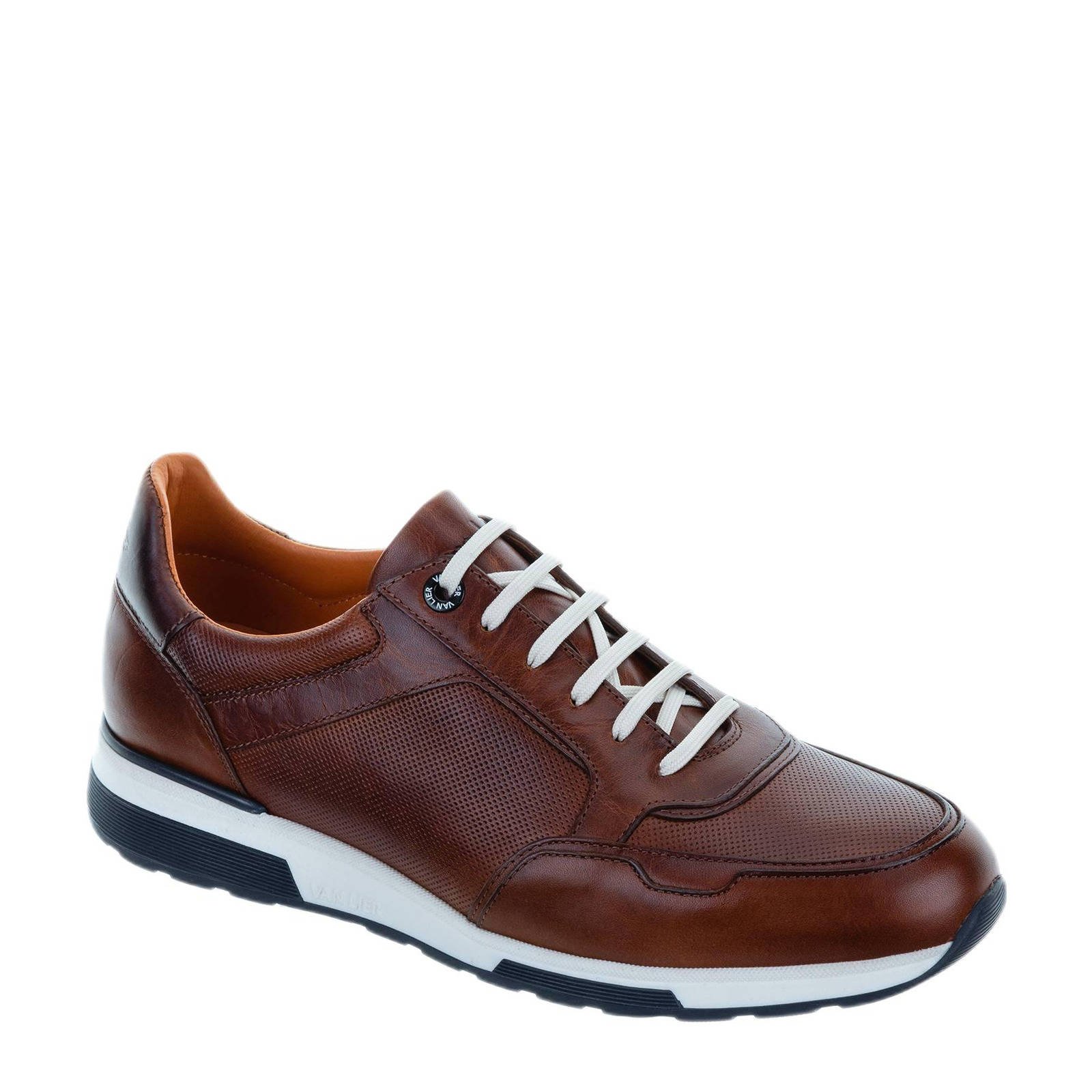 Van Lier Positano leren sneakers cognac | wehkamp