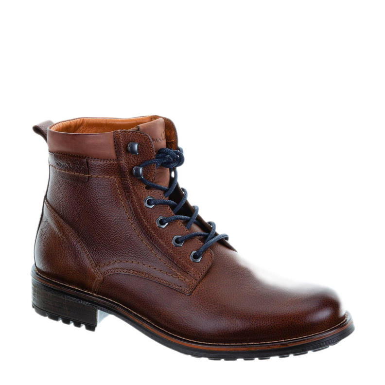 Van Lier Fritz leren veterboots cognac | wehkamp