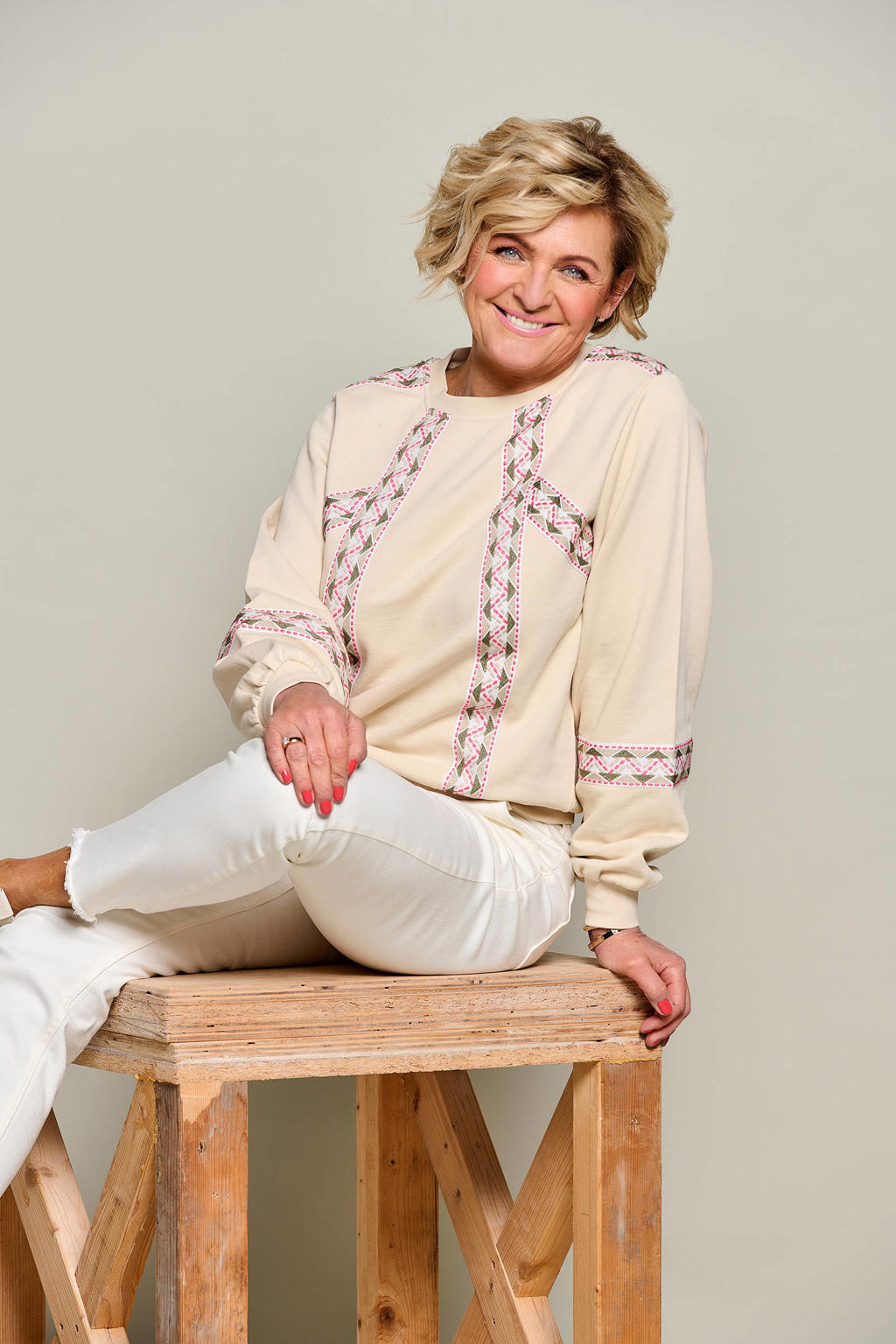 Mart Visser Caroline Tensen sweater Houston zand/roze/groen | wehkamp