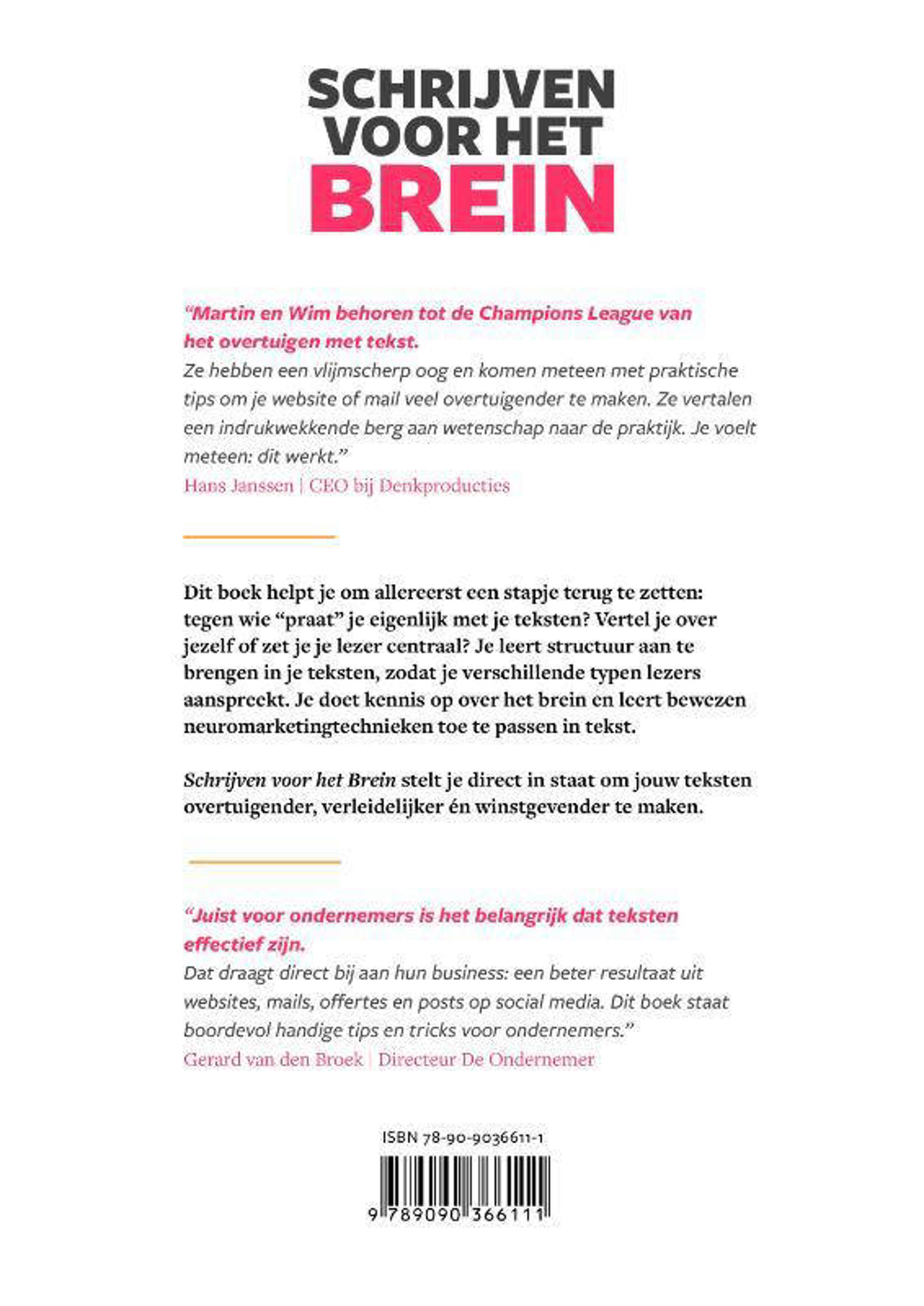 Wim van der Mark, Martin van Kranenburg en Michel Rolvink Schrijven voor het Brein | wehkamp