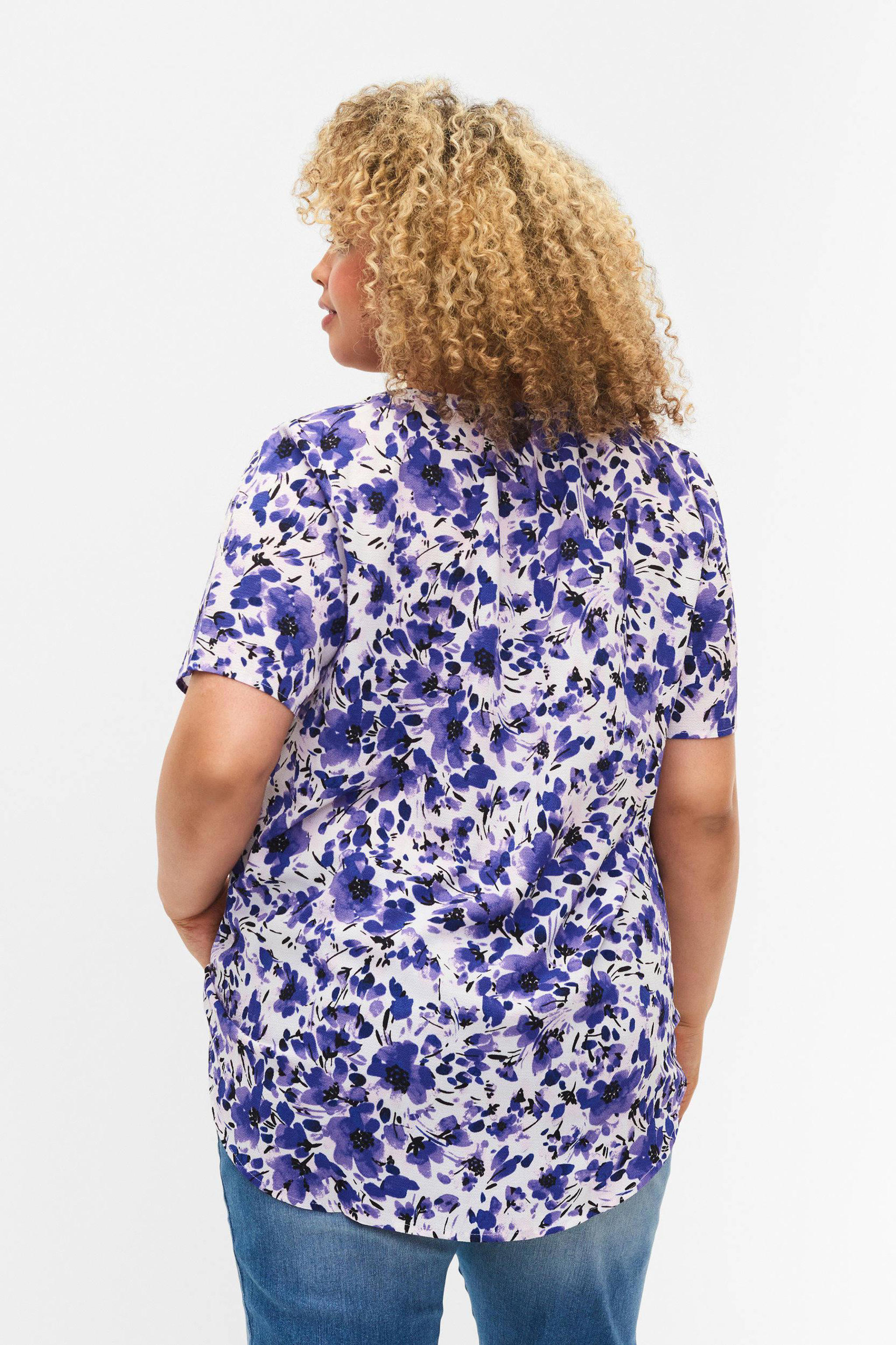 Zizzi top CAANNI met all over print paars/ecru/zwart | wehkamp