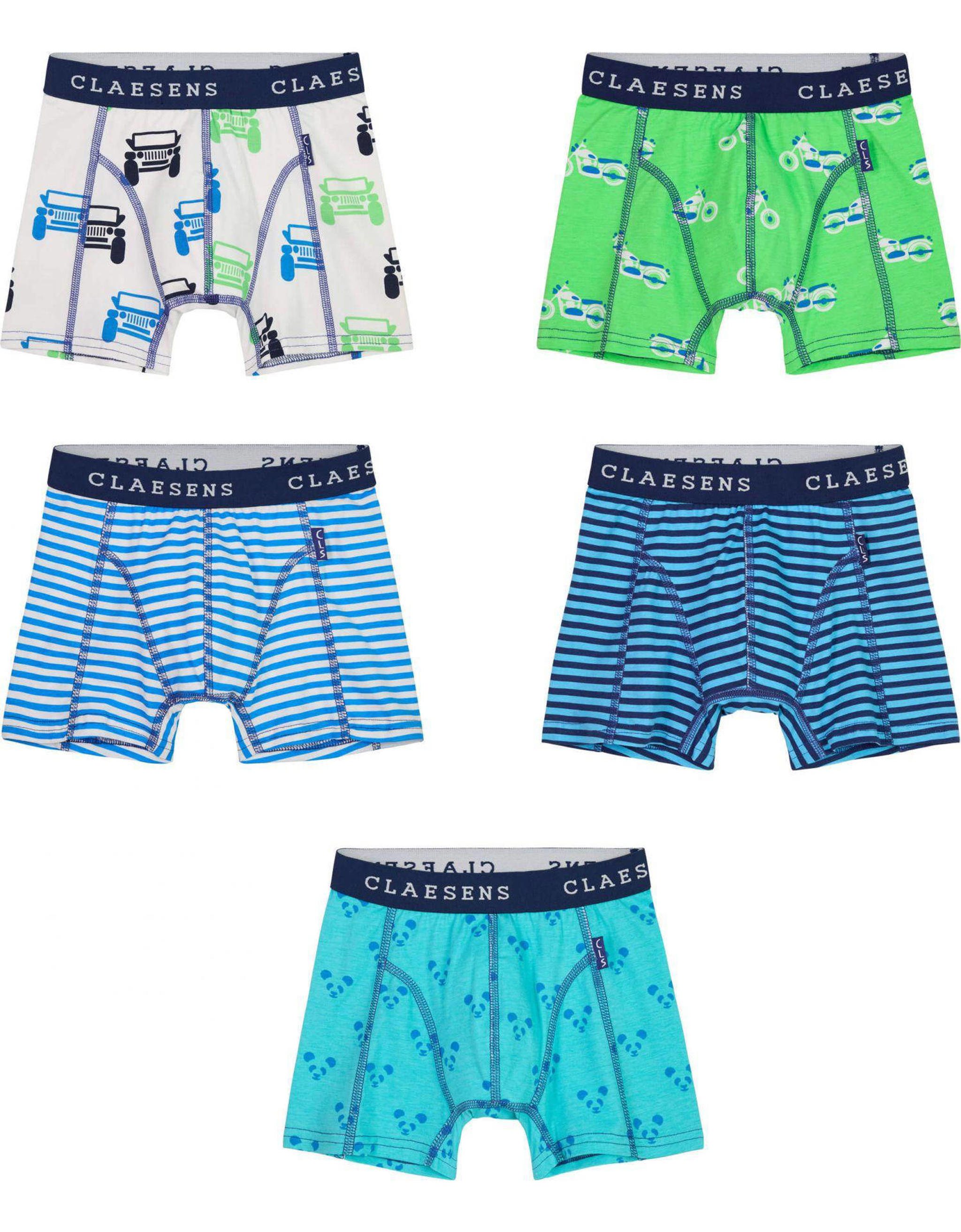 Claesen's boxershort - set van 5 blauw/limegroen/wit | wehkamp