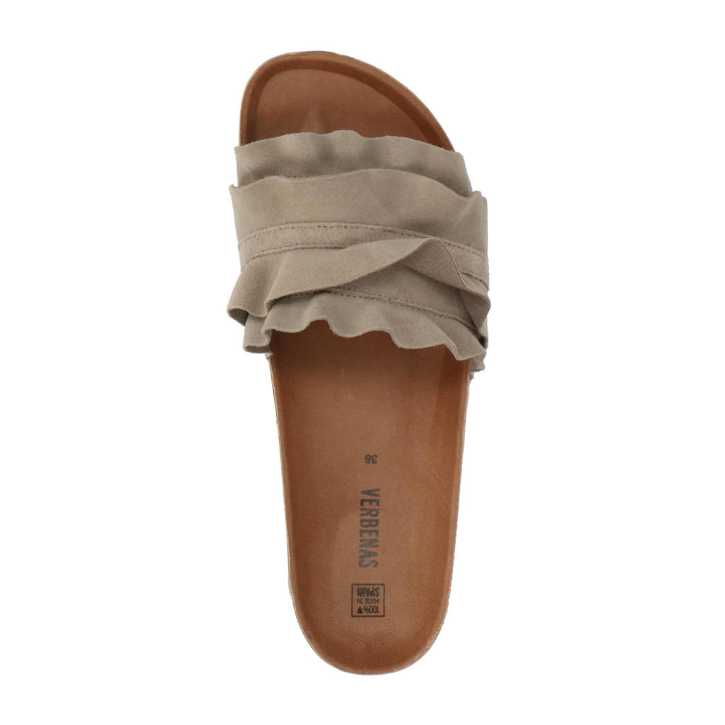 Verbenas Rocio Serranje volante suède slippers taupe | wehkamp