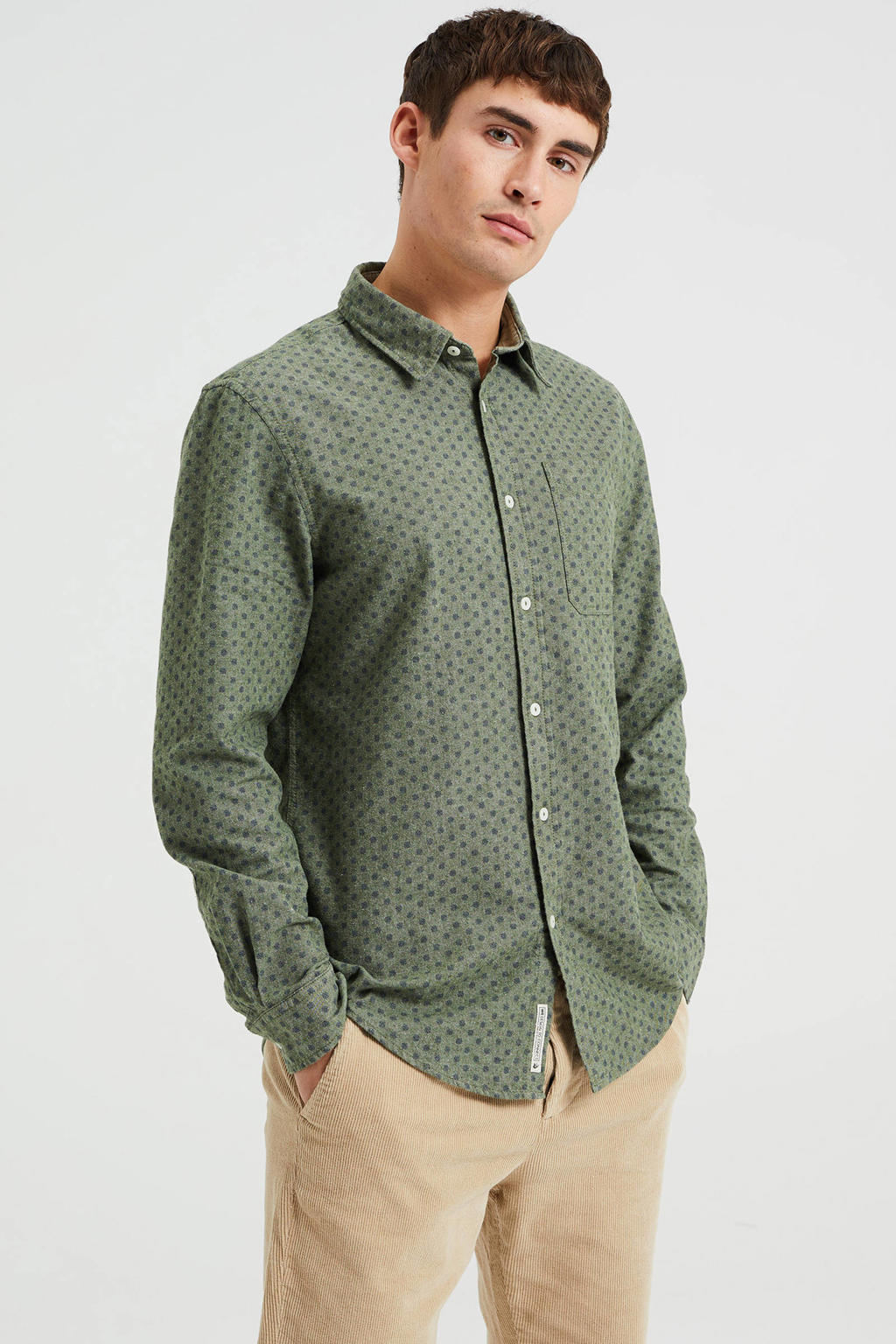 WE Fashion regular fit overhemd met all over print cyaan | wehkamp