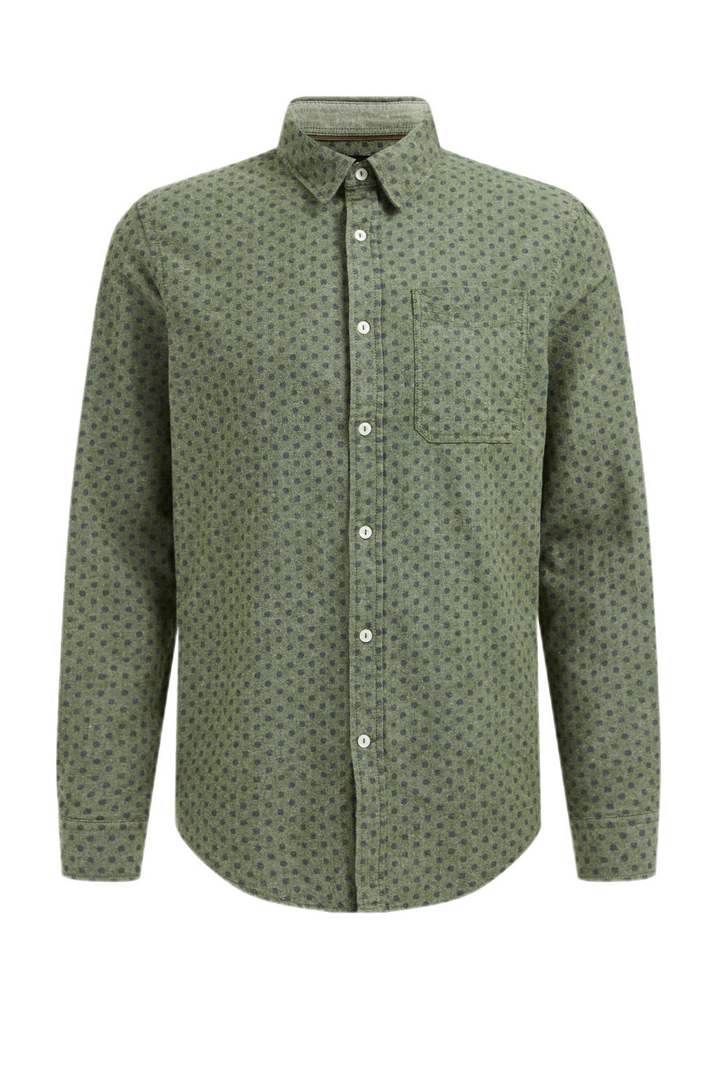 WE Fashion regular fit overhemd met all over print cyaan | wehkamp