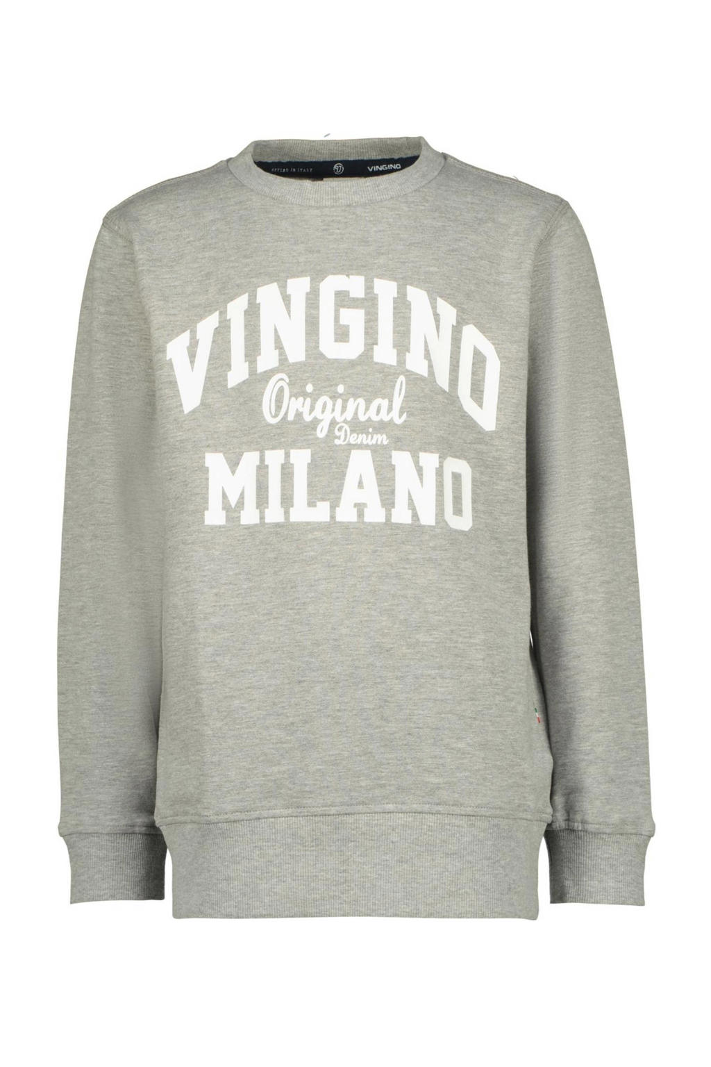 Vingino sweater met logo grijs melange | wehkamp