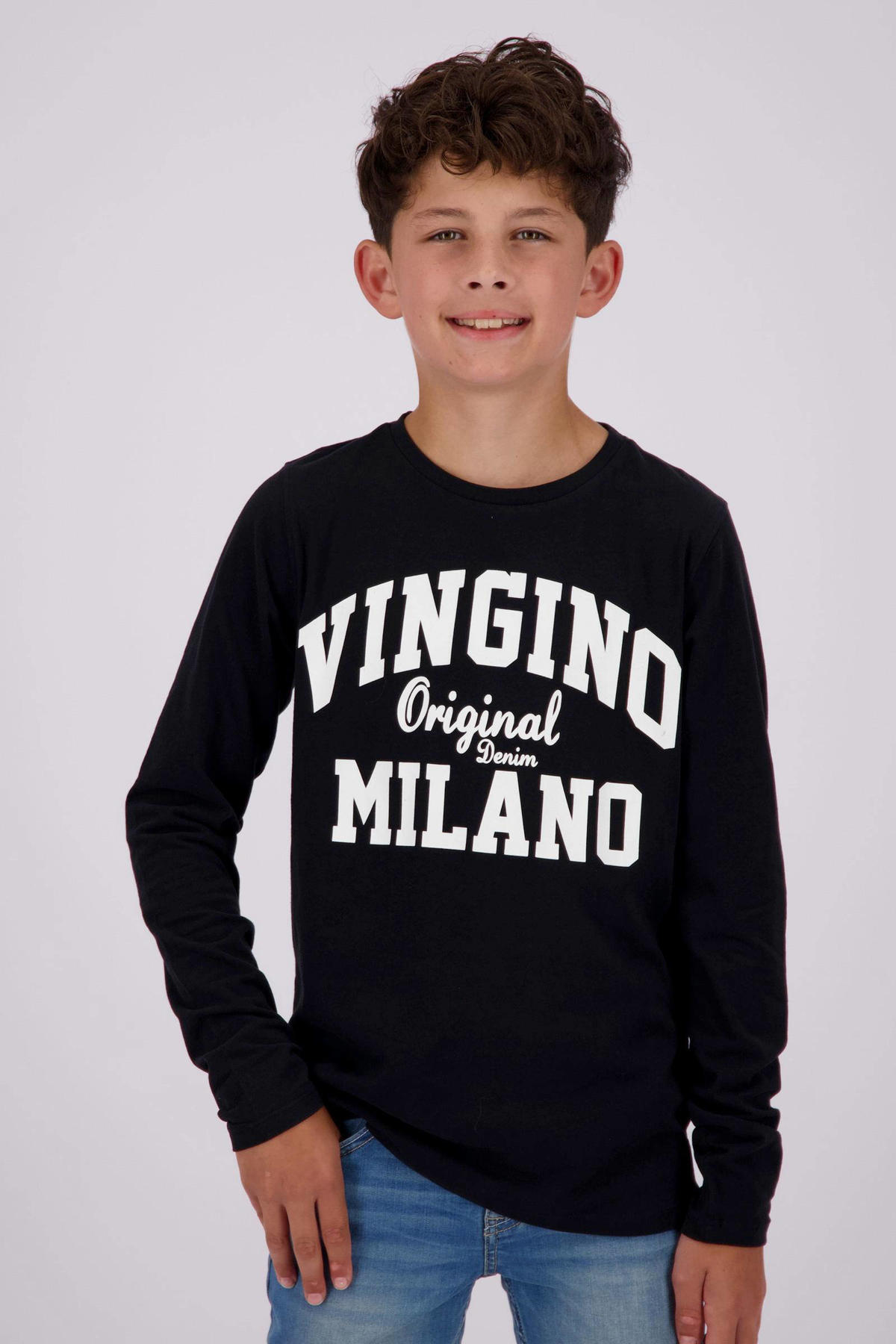 Vingino longsleeve met logo zwart | wehkamp