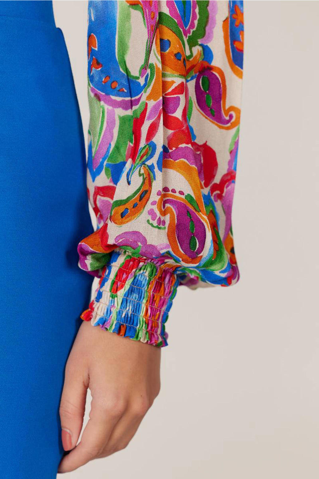 Juffrouw Jansen blousetop Braga met all over print en ruches multi | wehkamp