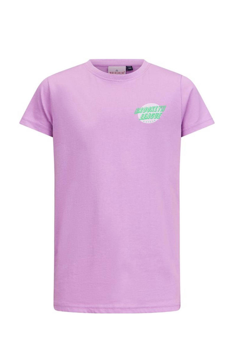 Retour Jeans T-shirt Piper met backprint lichtpaars | wehkamp
