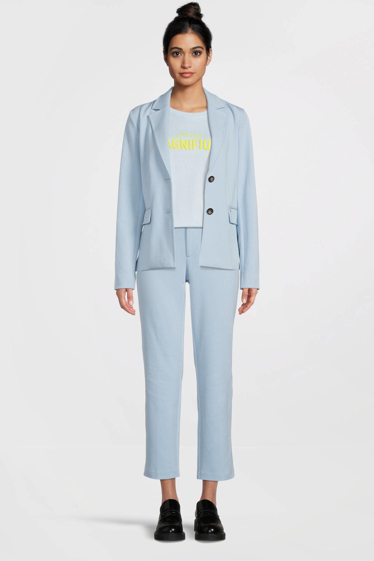 Mos Mosh blazer Topaz Pique lichtblauw | wehkamp