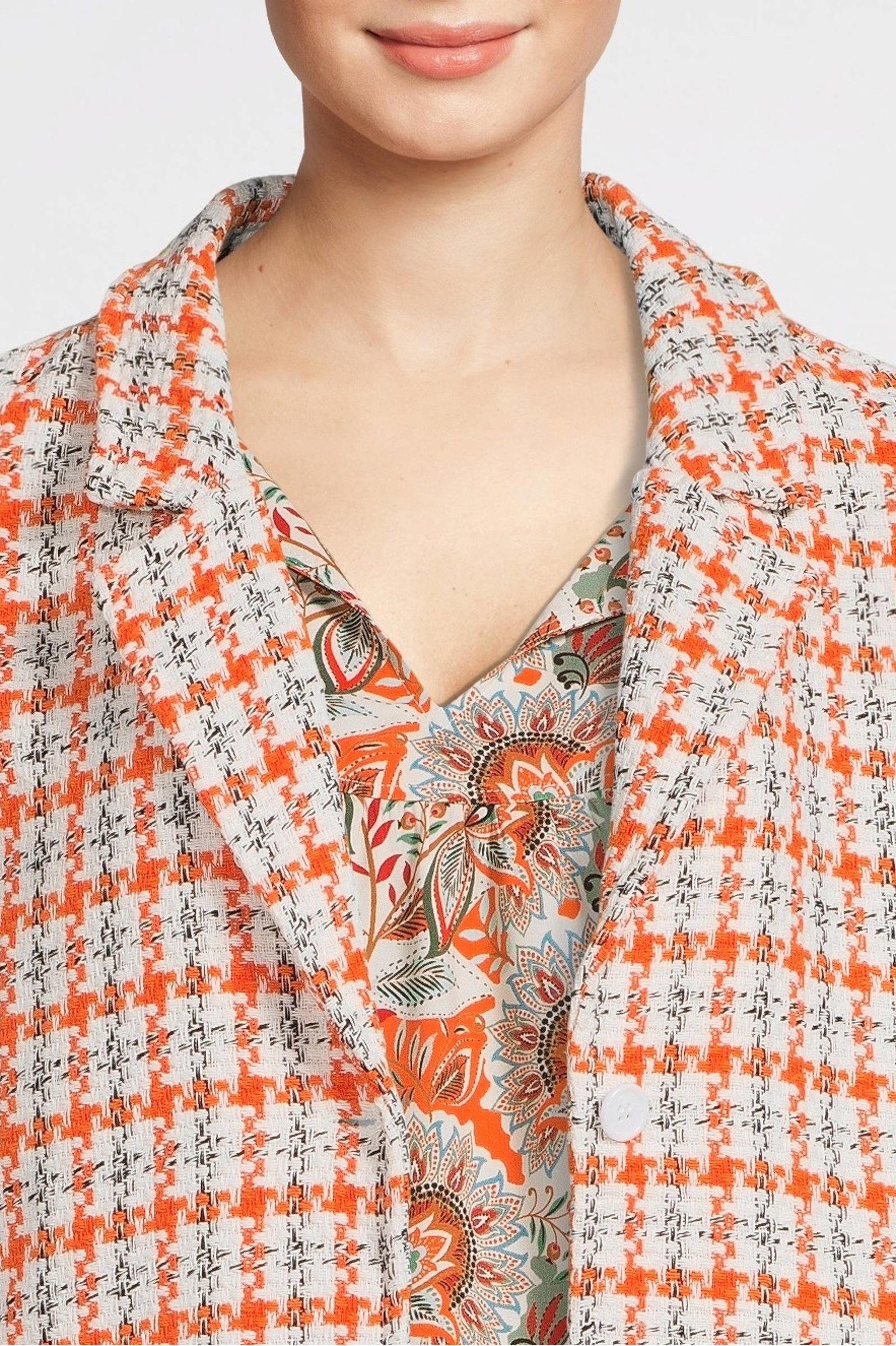 Geisha geruit tweed gilet oranje/wit | wehkamp