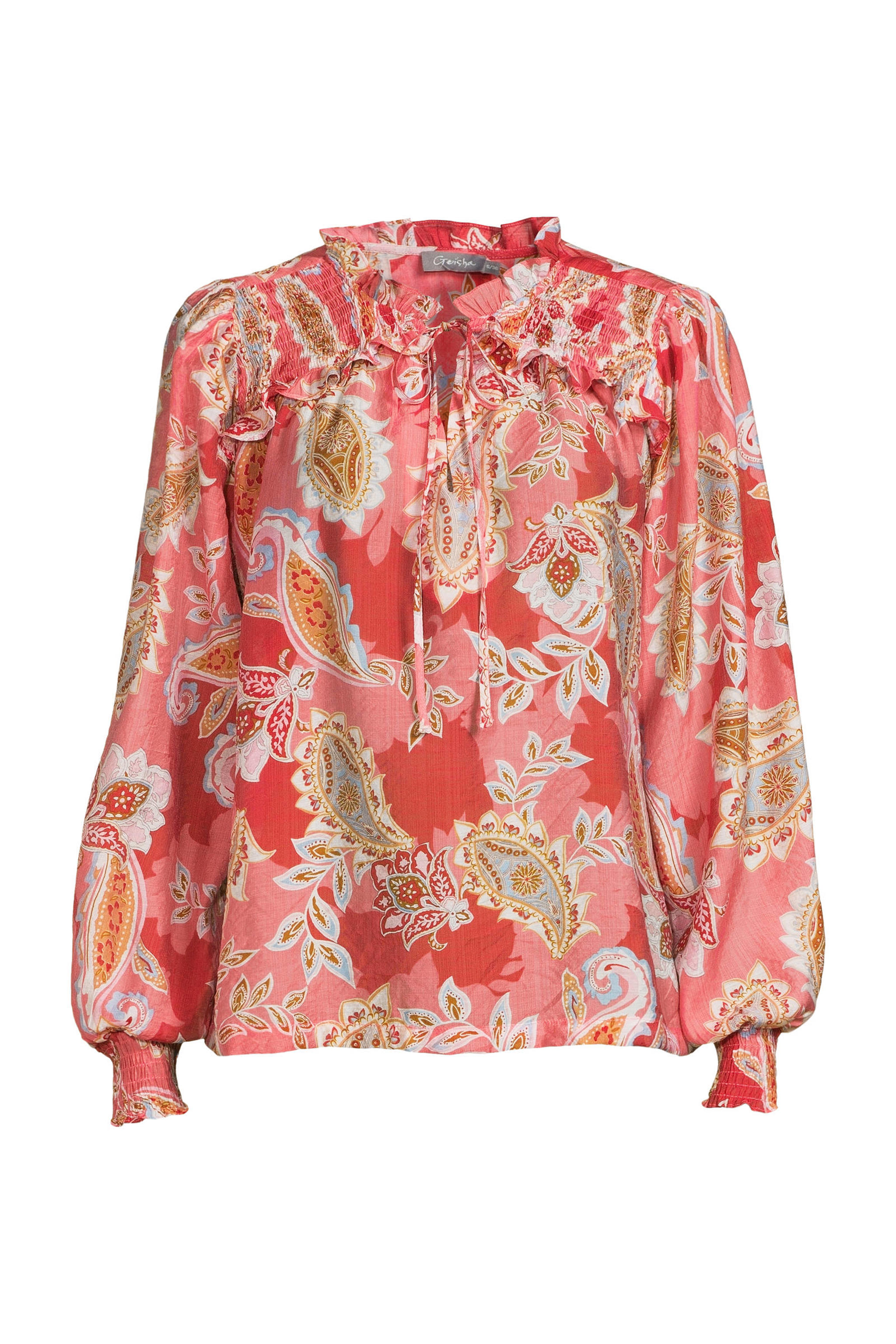 Geisha blousetop met paisleyprint roze/lichtblauw | wehkamp