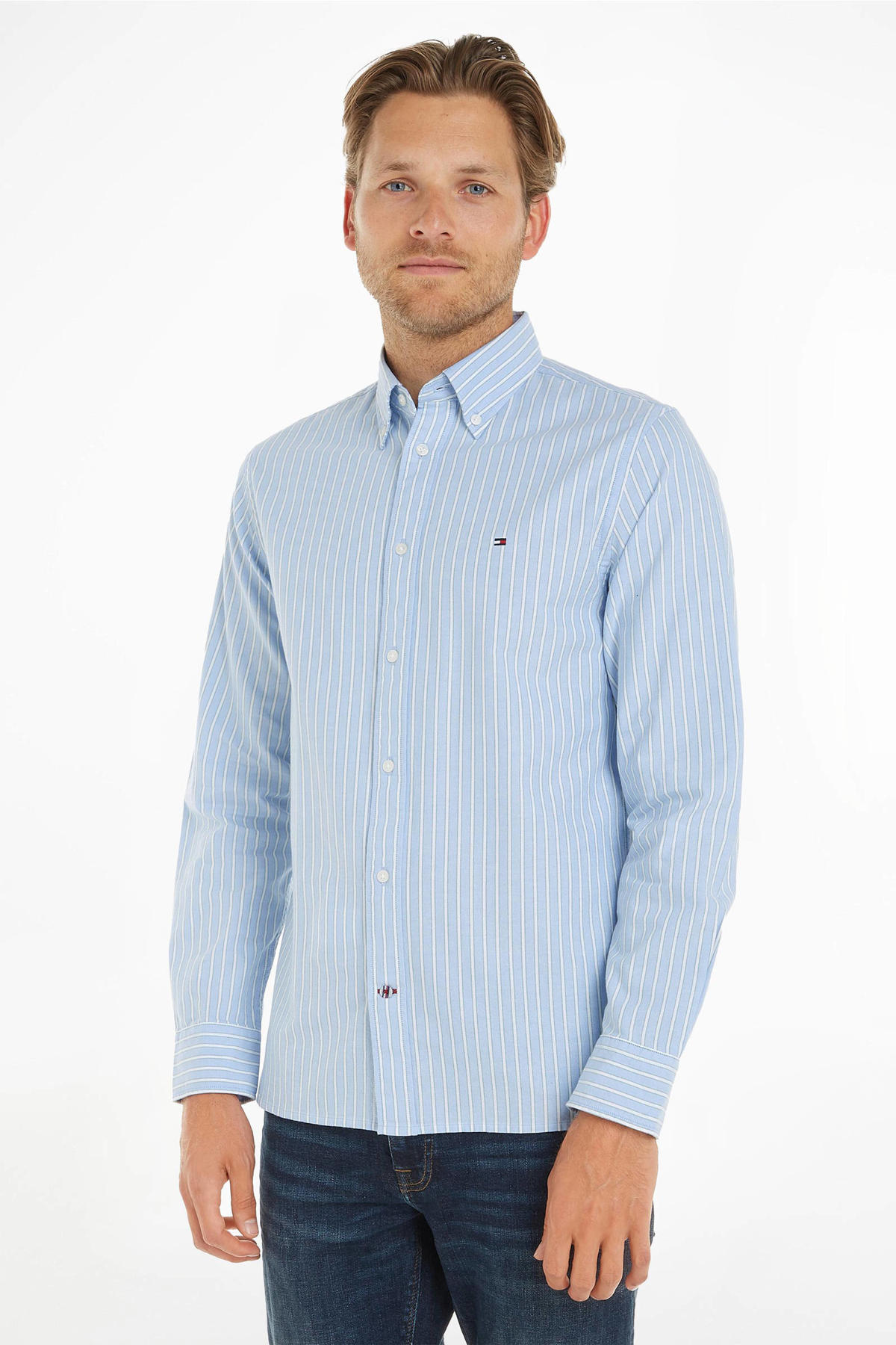 Tommy Hilfiger gestreept regular fit overhemd van katoen vessel blue ...