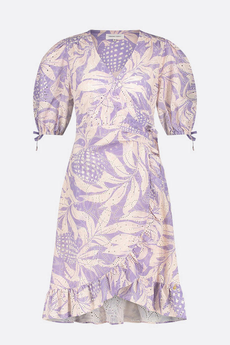 Fabienne Chapot overslagjurk Marley Dress met bladprint lila/roze | wehkamp